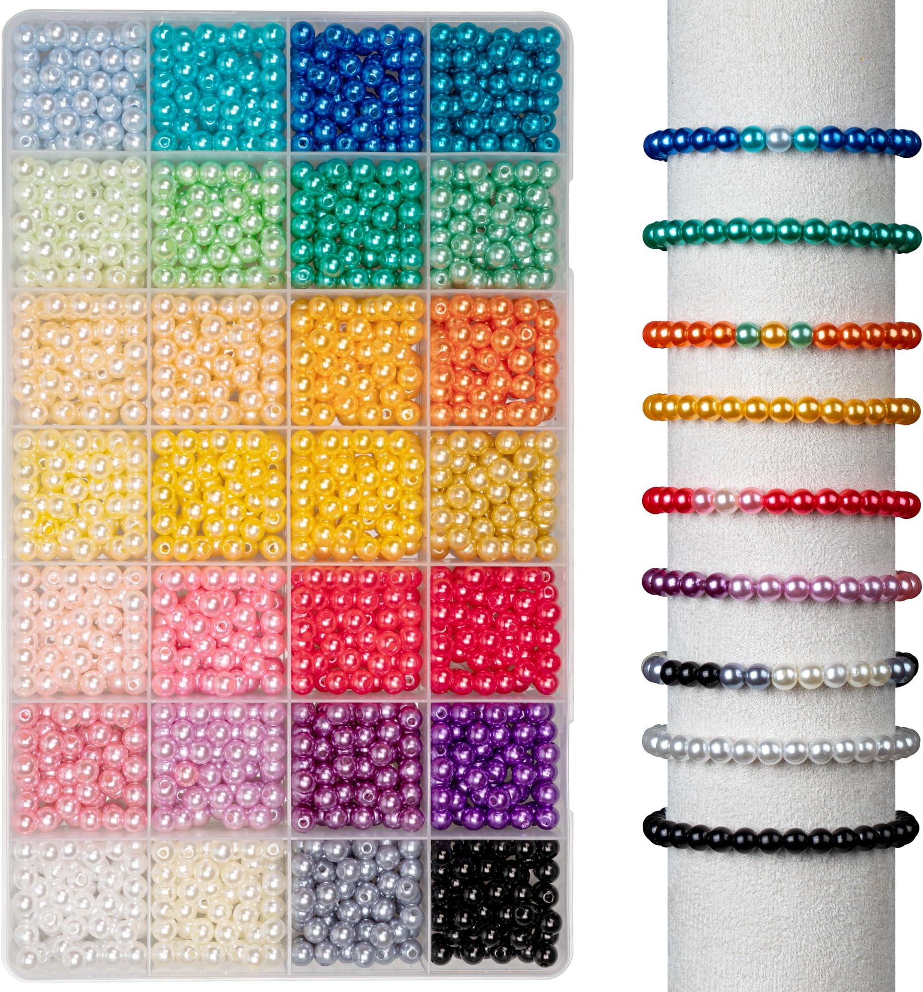Amazon.com: 2240Pcs Colored Pearl Beads in 28 Colors for Jewelry Making ...