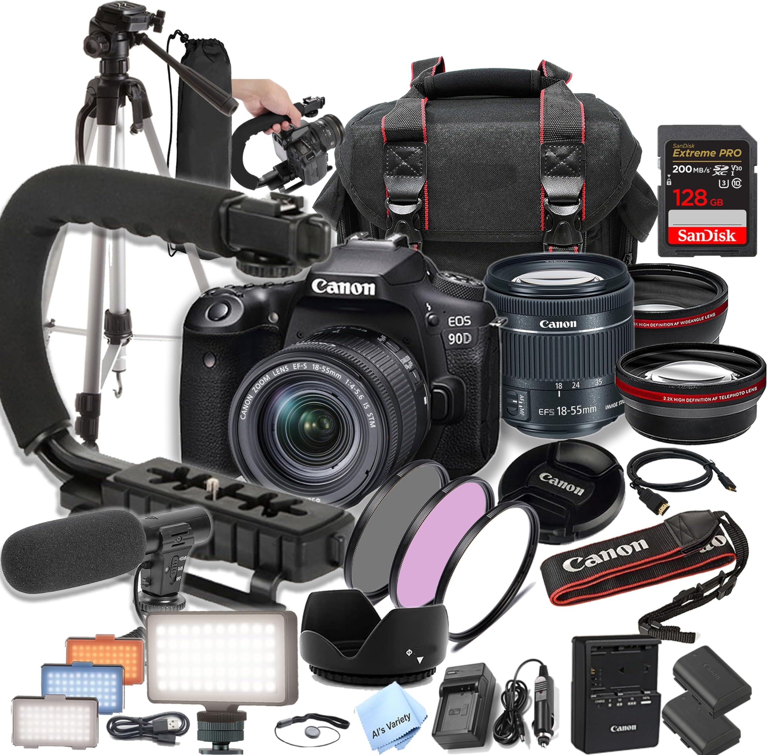 Amazon.com : Canon EOS 90D DSLR Camera w/ 18-55mm STM + 128GB Extreme ...
