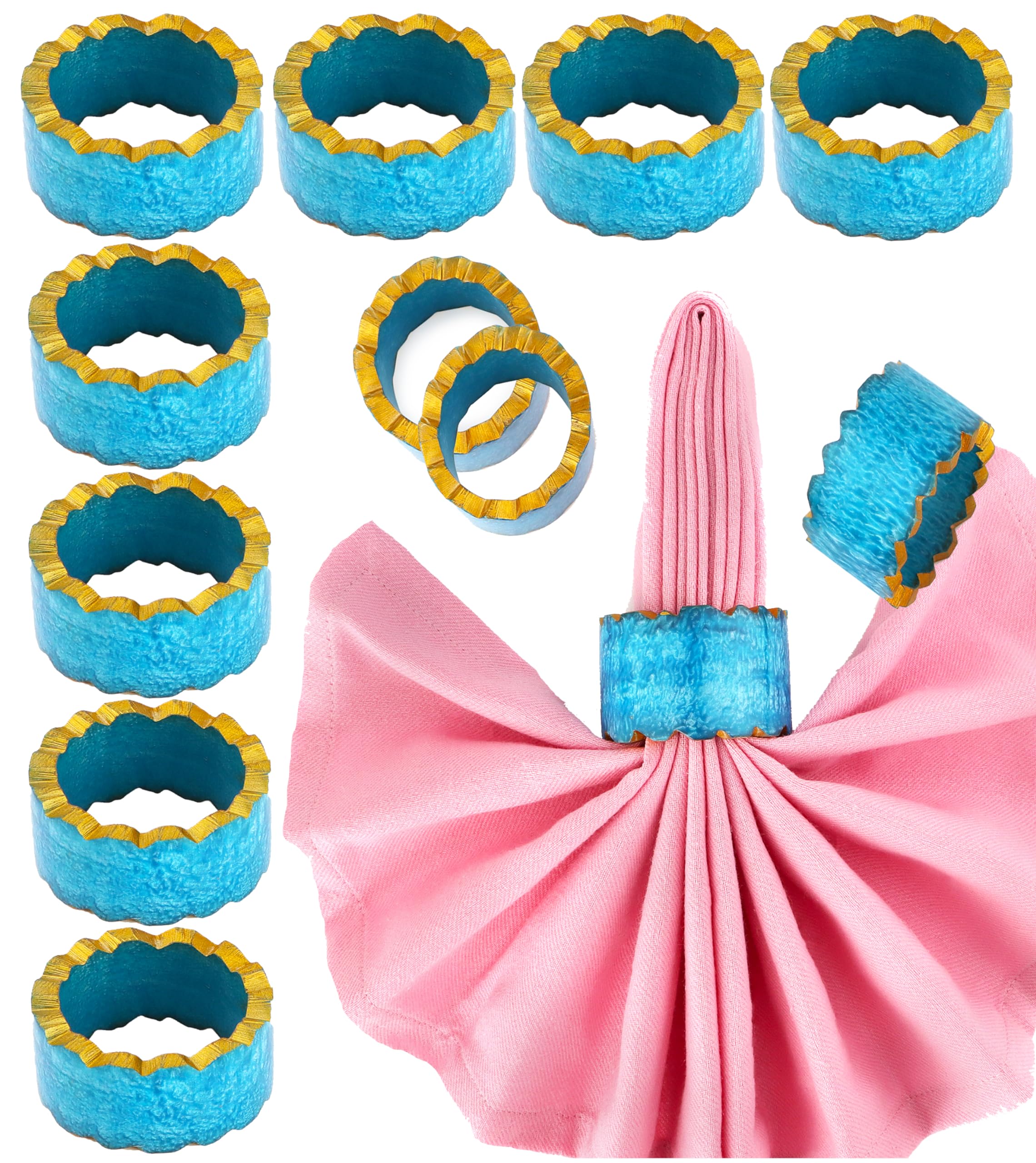Amazon.com: Napkin Rings Set of 12 - Epoxy Napkin Rings Napkin Ring ...