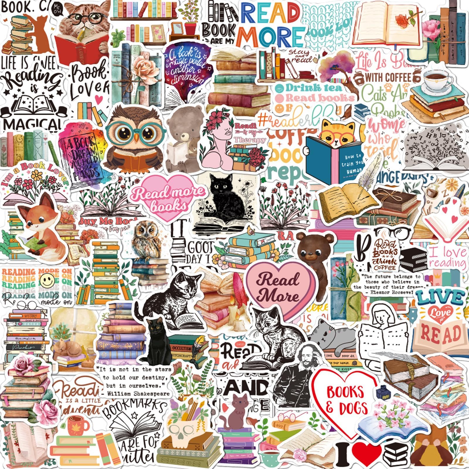 Black Book Stickers, Reading Sticker Dark Rose Bookish Cute Bookish ...