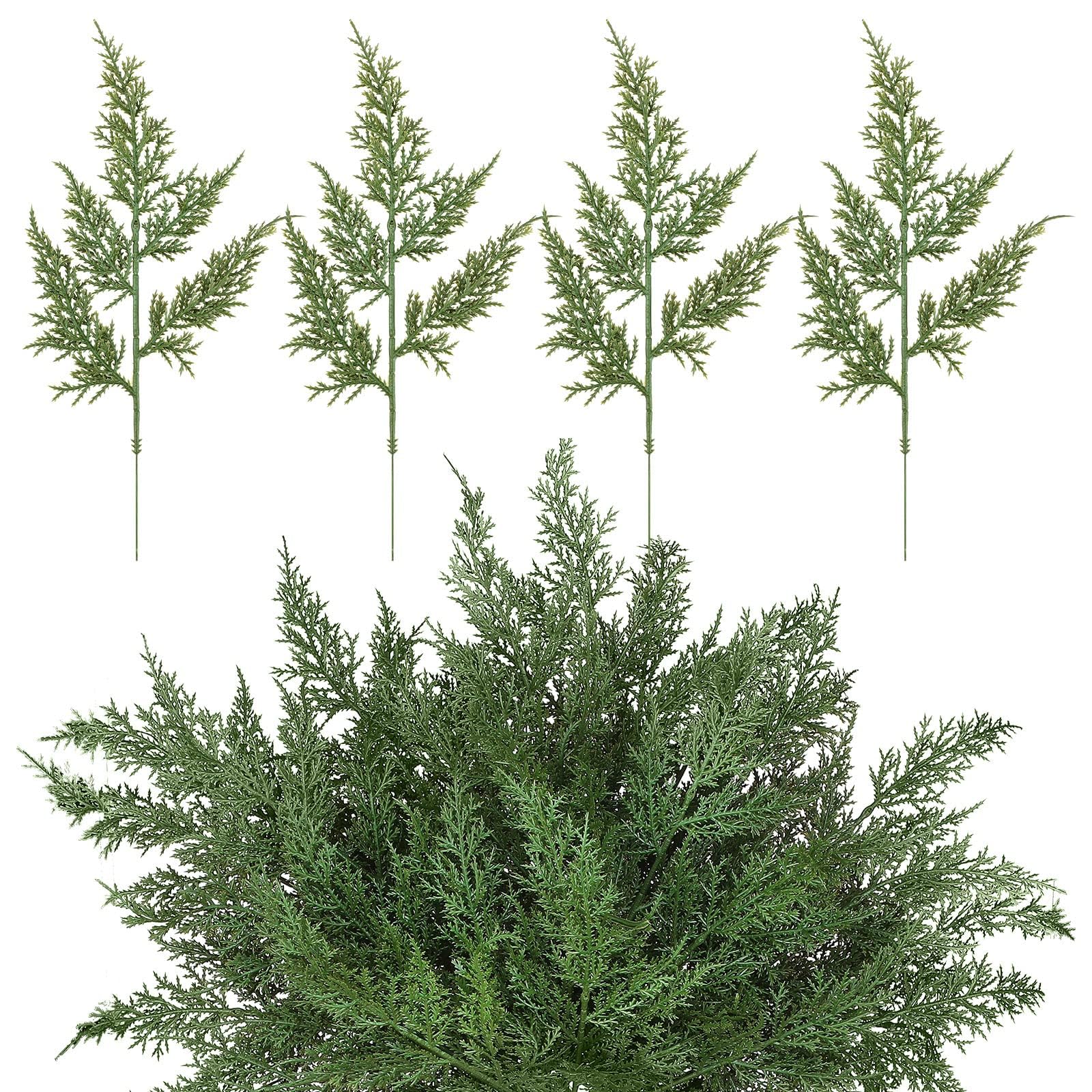 KARBAG 30 PCS Artificial Faux Cedar Branches, 12.2 Inch Fake Foliage ...