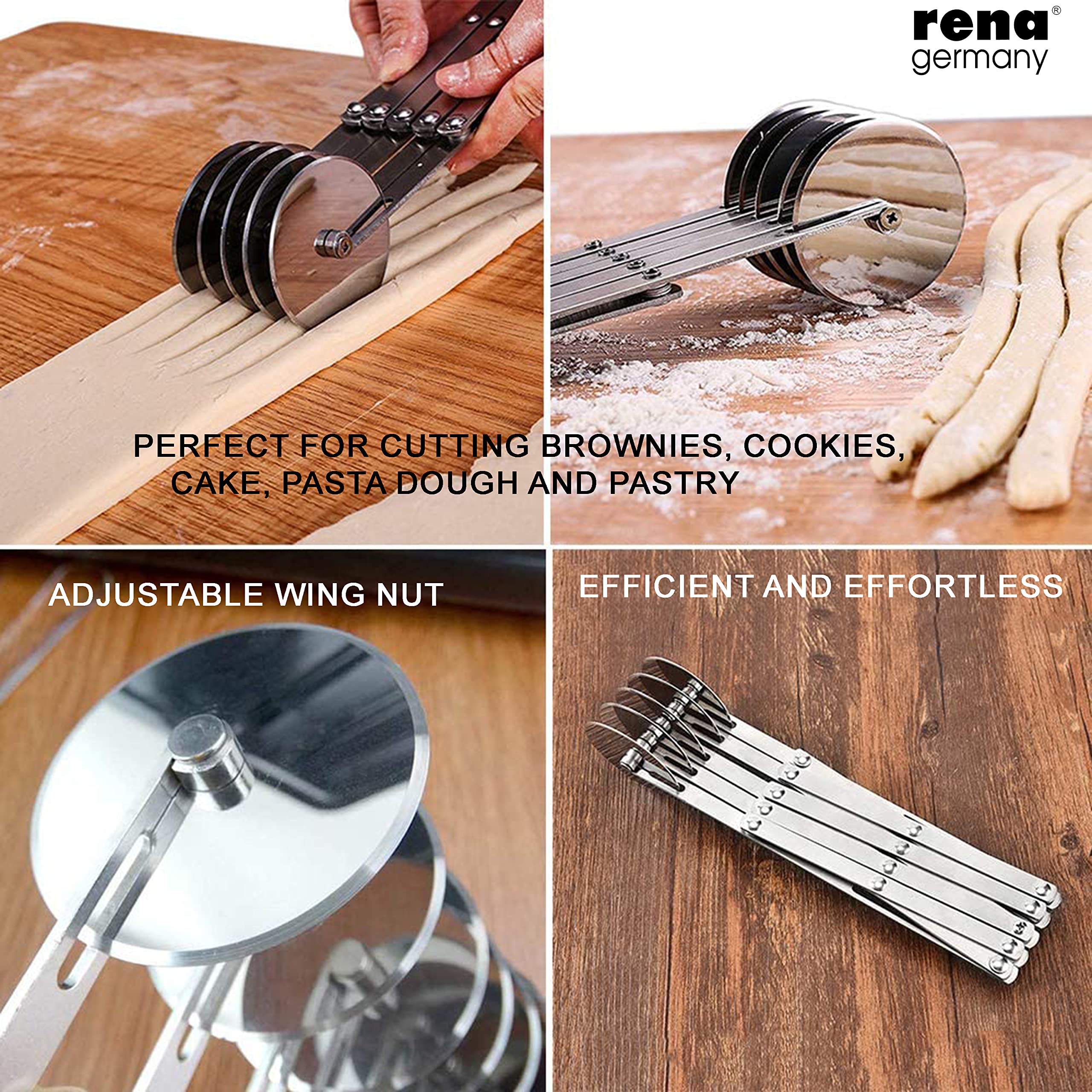 Buy Rena Germany Multiple Wheel Dough Cutter - Kaju Katli/Pastry Sheets ...