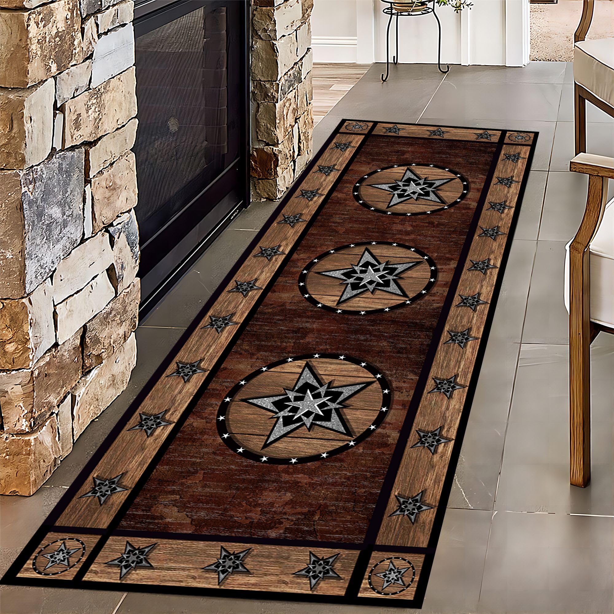 Amazon.com: ZLXMN Vintage Black Brown Star Rug Runners for Hallways ...