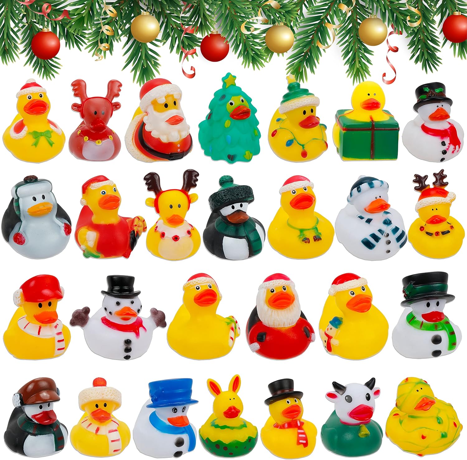 Amazon.com: 52Pieces Christmas Fancy Novelty Assorted Rubber Ducks ...