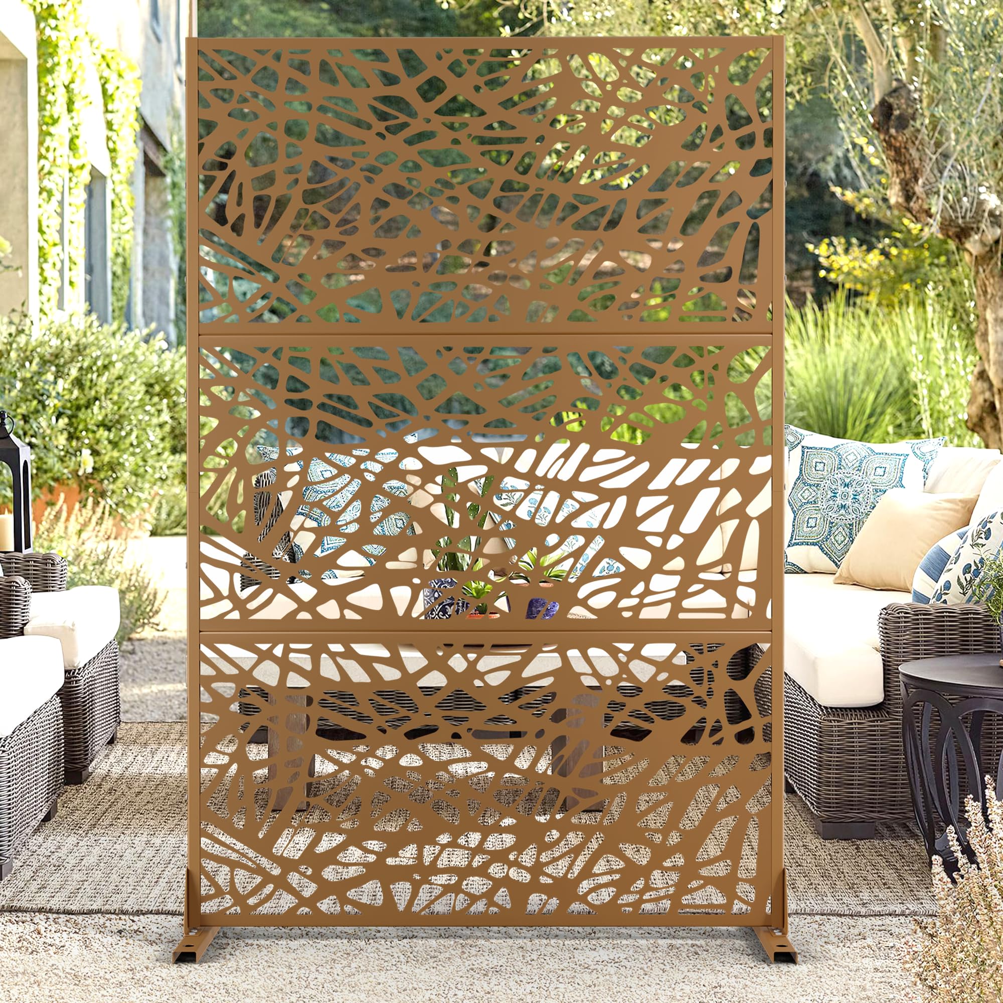 Snapklik.com : 72" H47" W Metal Outdoor Privacy Screen - Freestanding ...