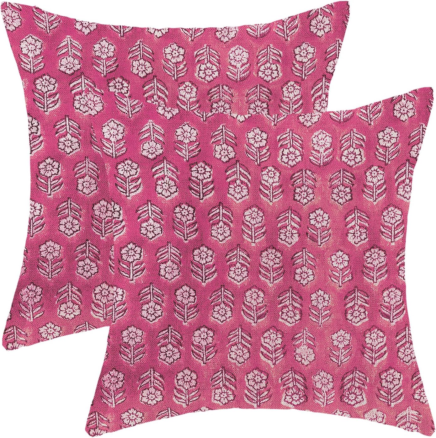 Amazon.com: AEIOAE Hot Pink Pillow Covers 16x16 Inch Set of 2,Preppy ...