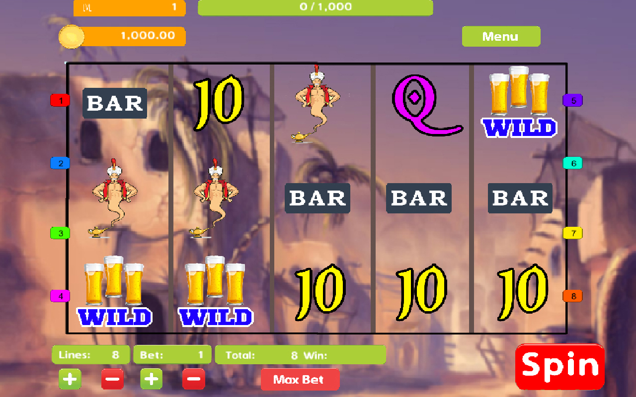 Aladdin and Magic Lamp Persian Casino Slots Awesome Spinning Reel ...