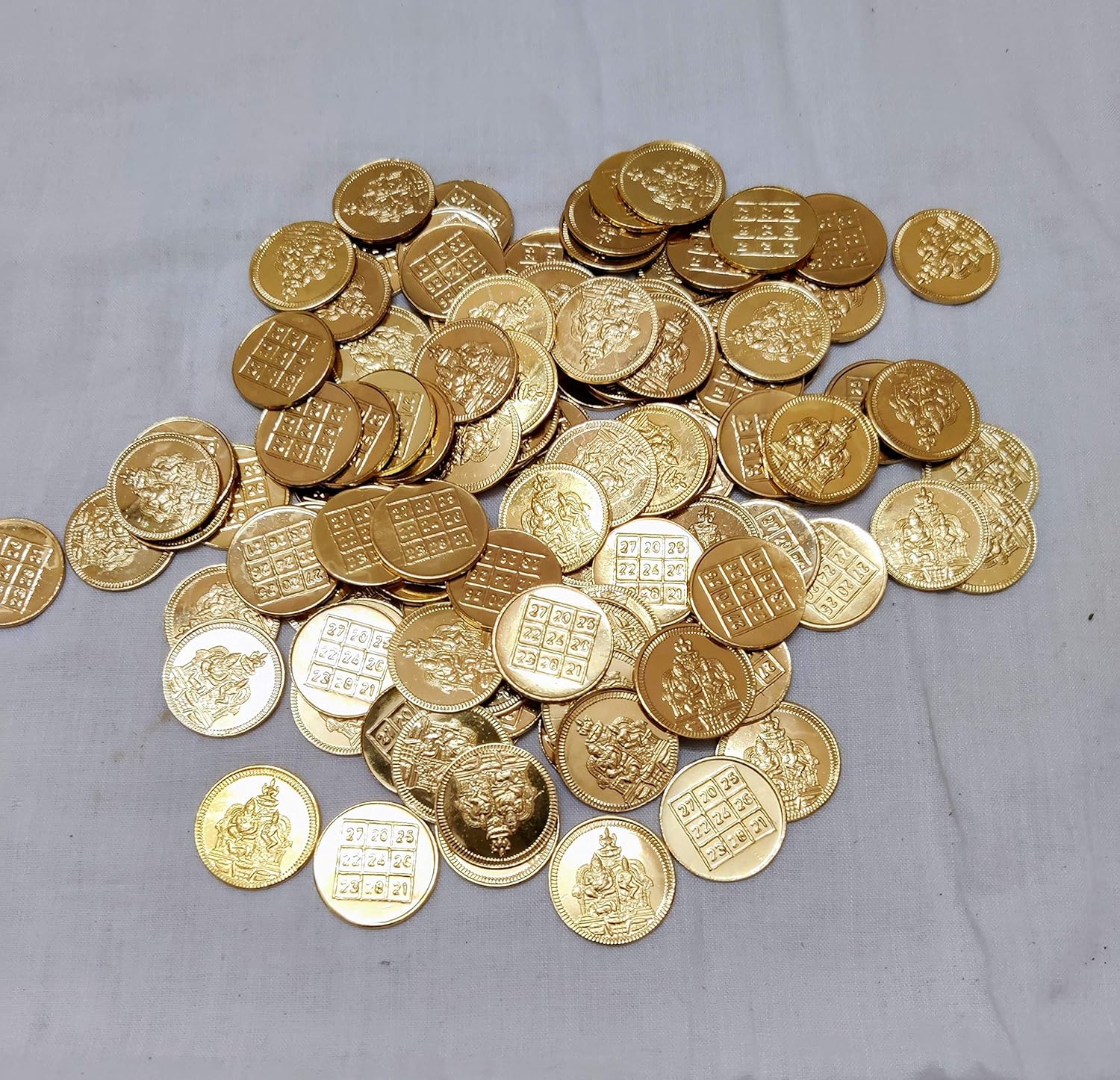 Puja Celebrations, Copper Lakshmi Kubera Coins with Gold Finish, Size ...