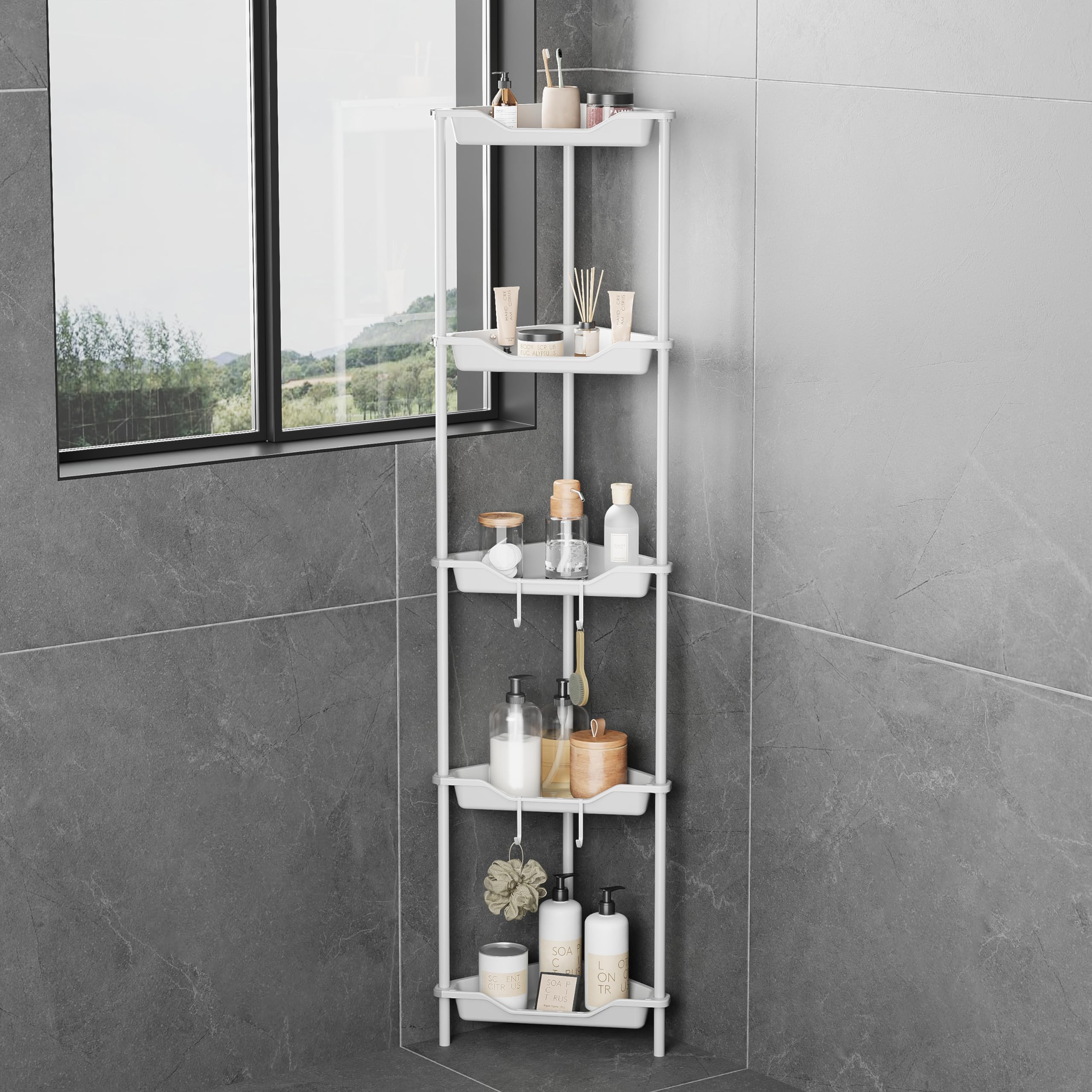 White Plastic Corner Shower Caddy