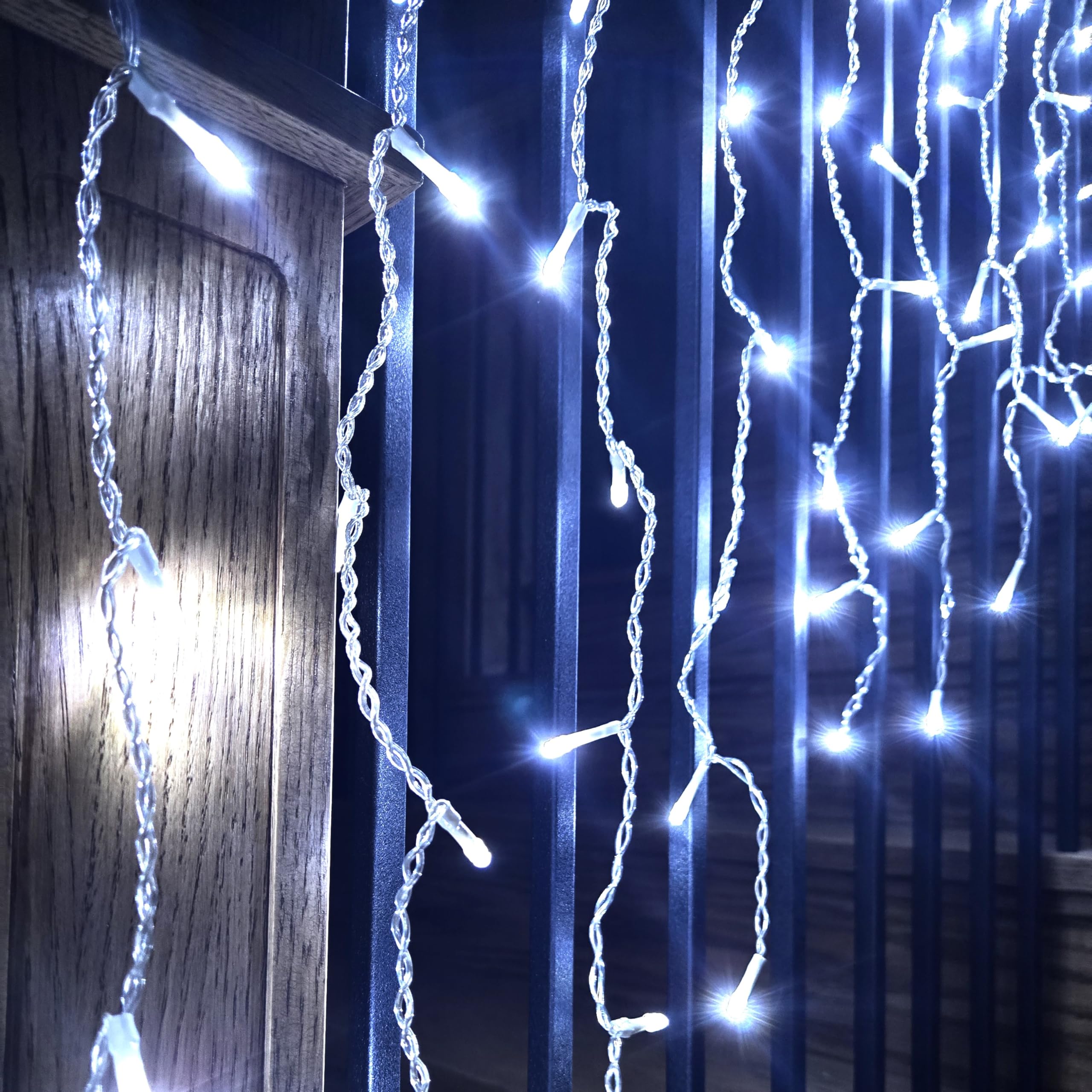 15ft Christmas Icicle Curtain LED String Light Indoor and Outdoor Use ...