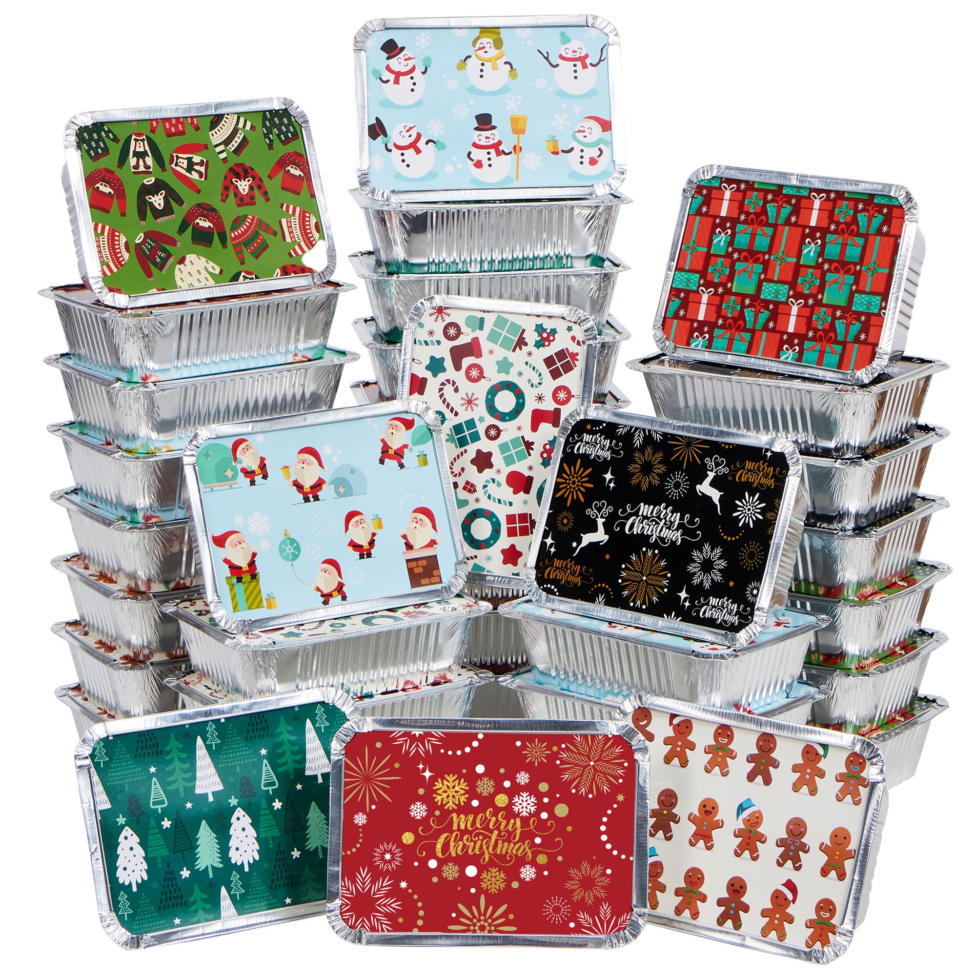 Amazon.com: JOYIN 36 Pieces Christmas Foil Containers with Lid, 9 ...