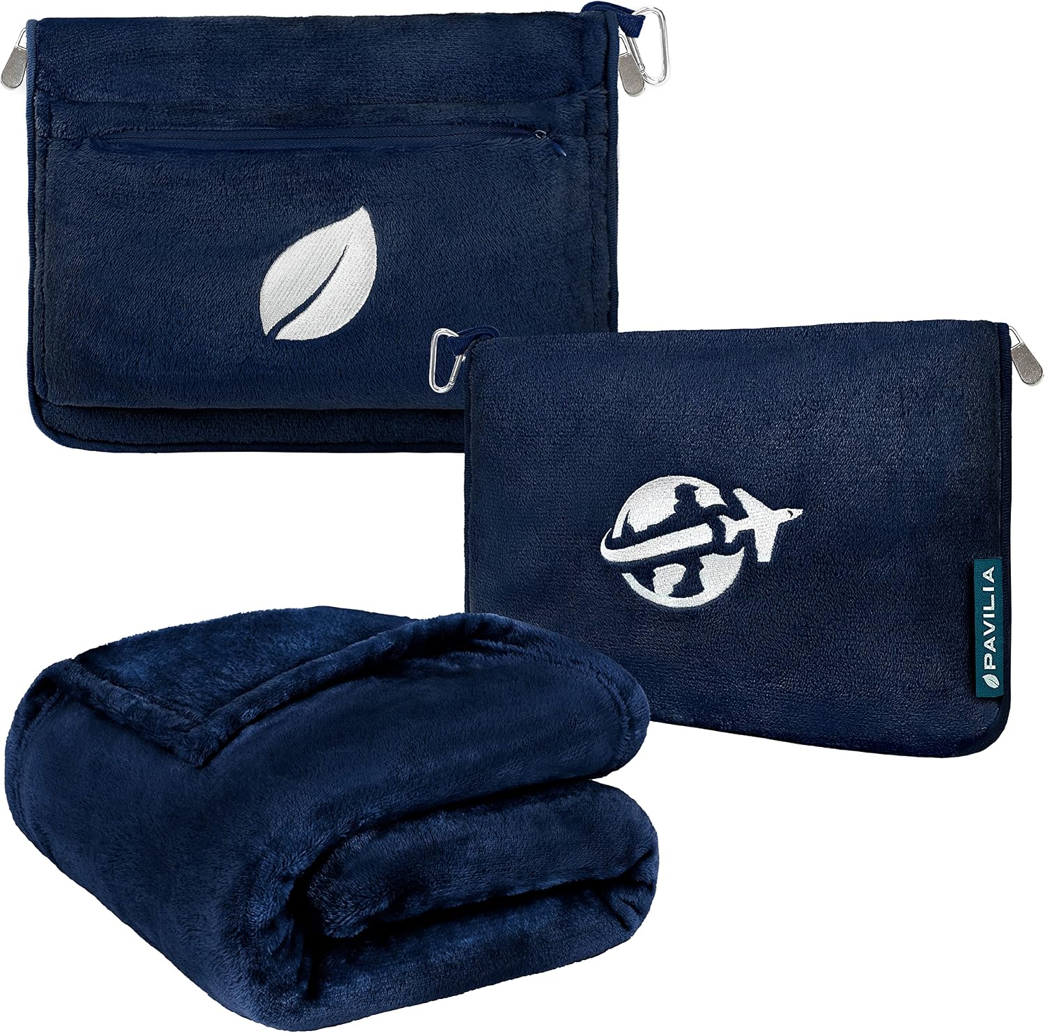 Amazon.com: PAVILIA Travel Blanket and Pillow Set, 2-in-1 Compact ...