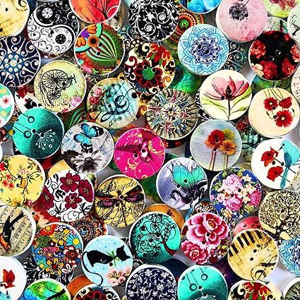 Amazon.com: 200Pcs Round Wood Buttons for Crafts 20mm Mixed Vintage ...