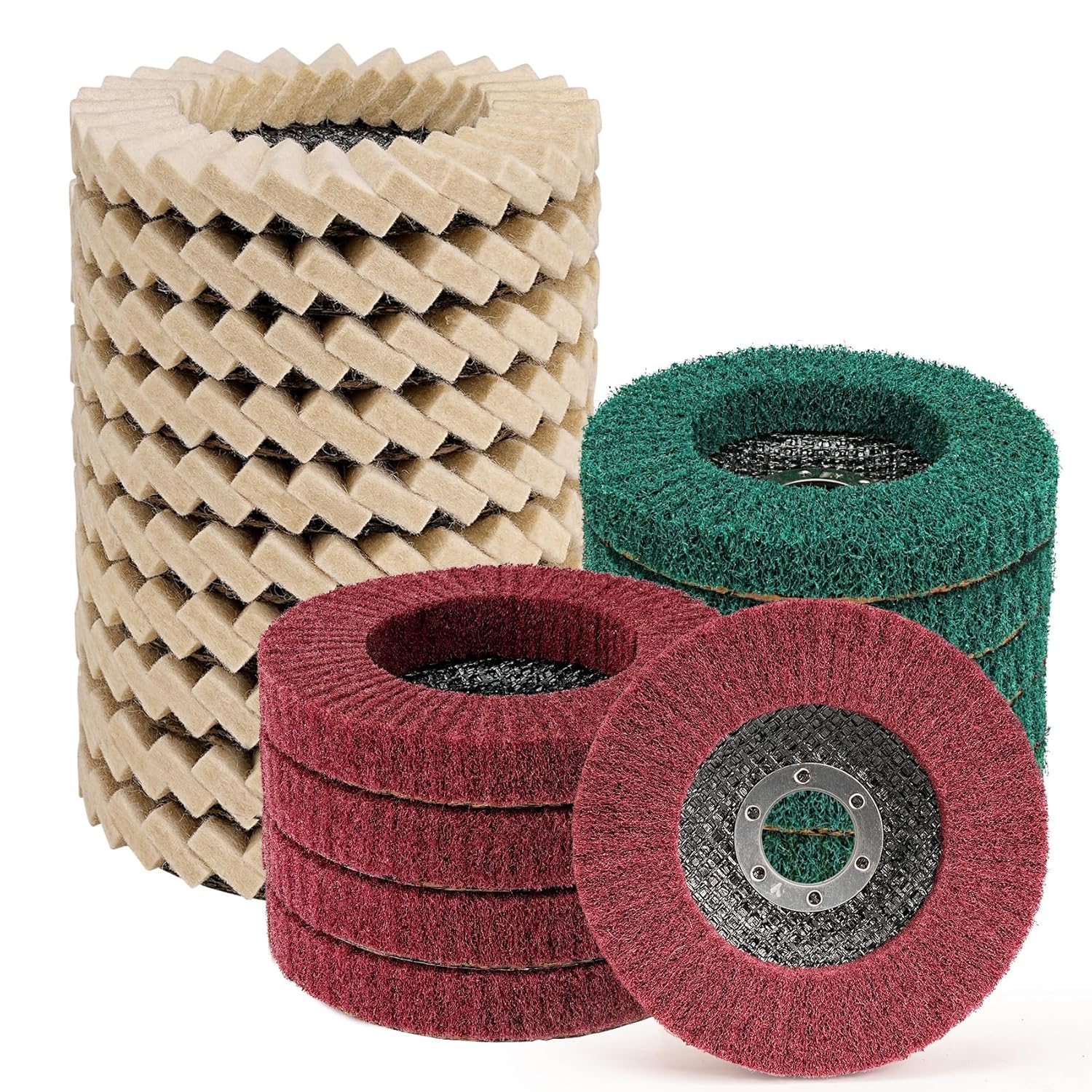 Amazon.com: NuoDunco 10Pcs Wool Flap Disc + 10Pcs 180 & 320 Grit Nylon ...