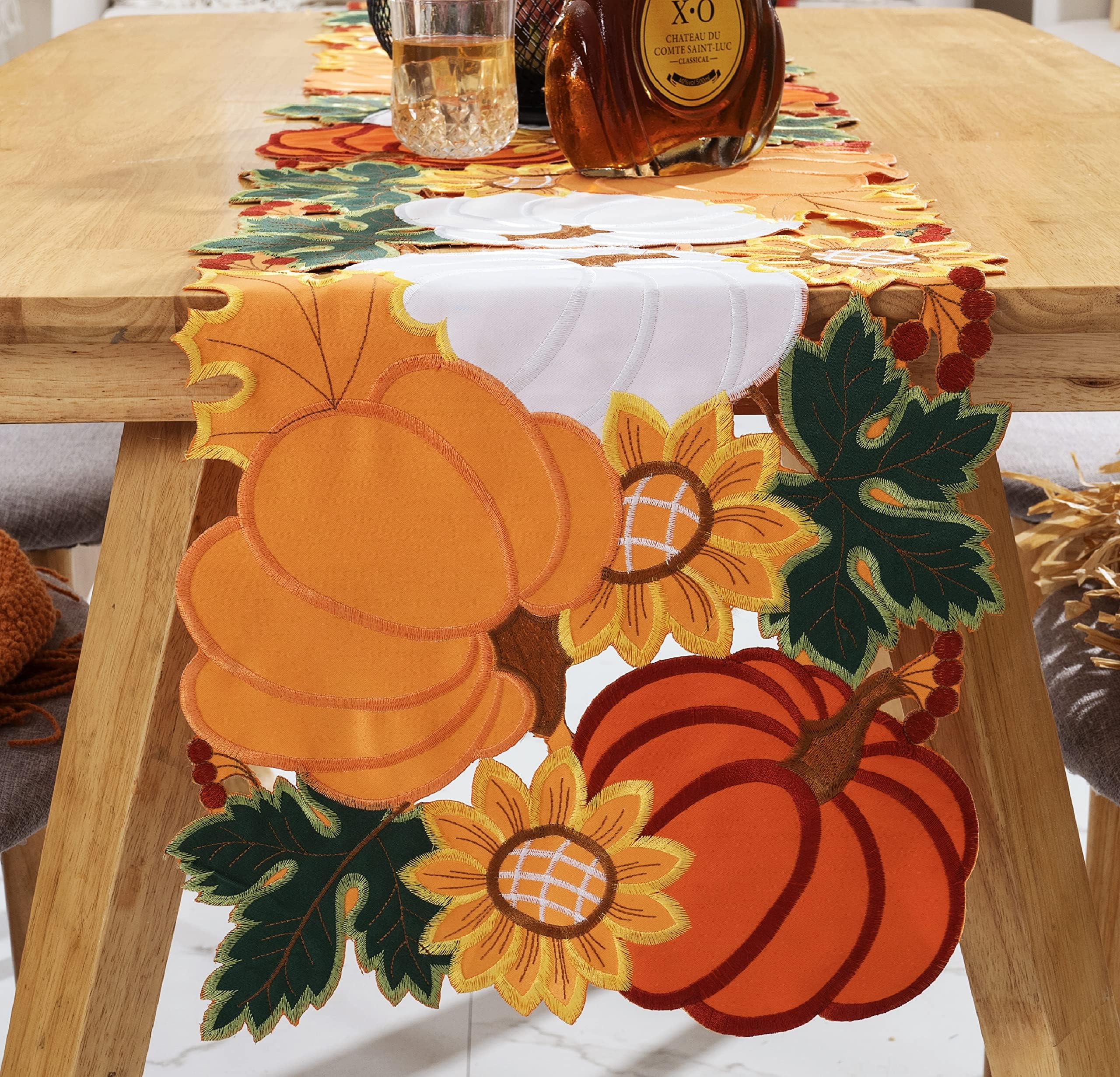 Amazon.com: Fall Table Runner Embroidered Leaves Fall Table Cover ...
