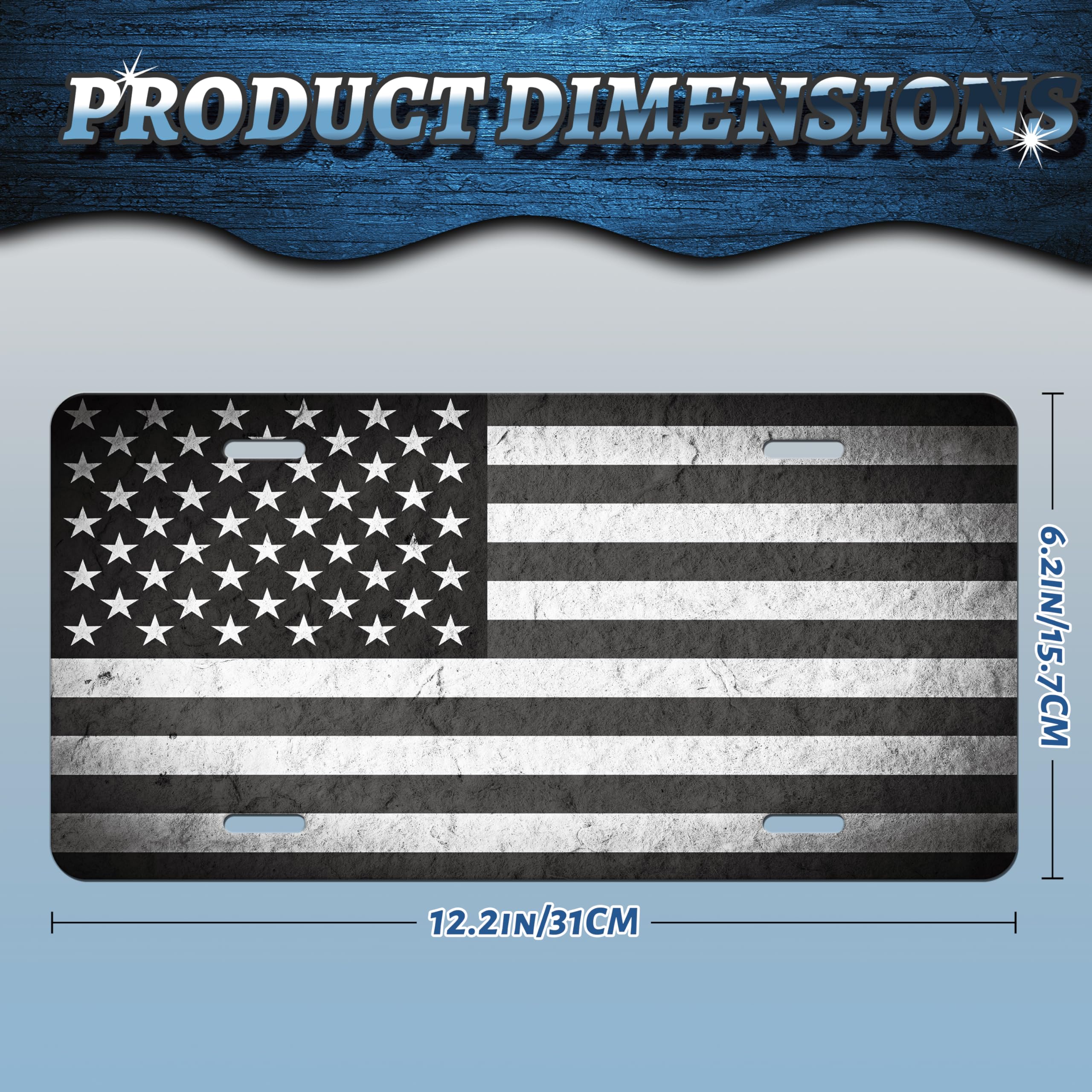 Black and Grey American Flag Front License Plate Cover Vintage USA Flag ...