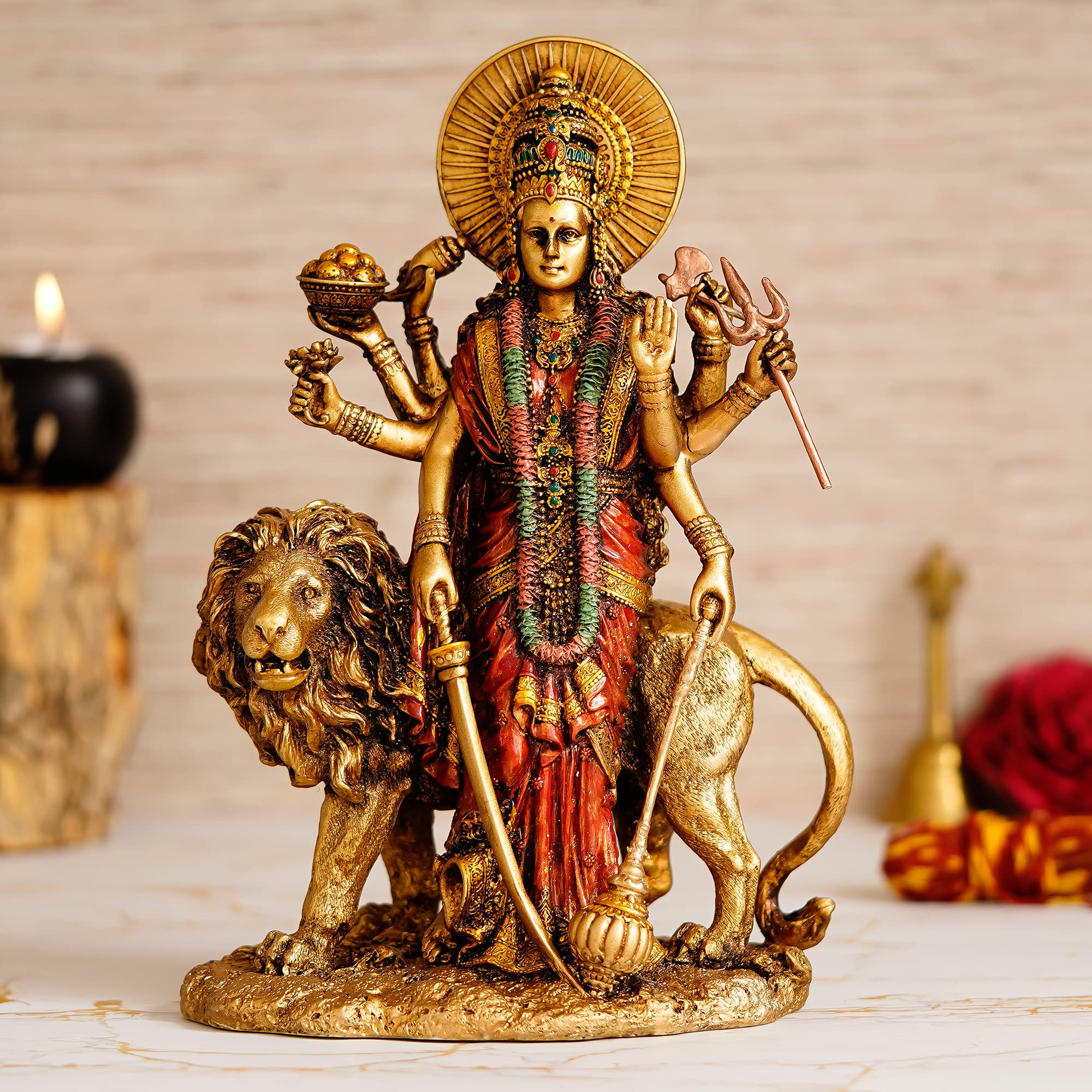 Goddess Maa Durga With Lion Statue Antique Durga Idol For Navratri ...