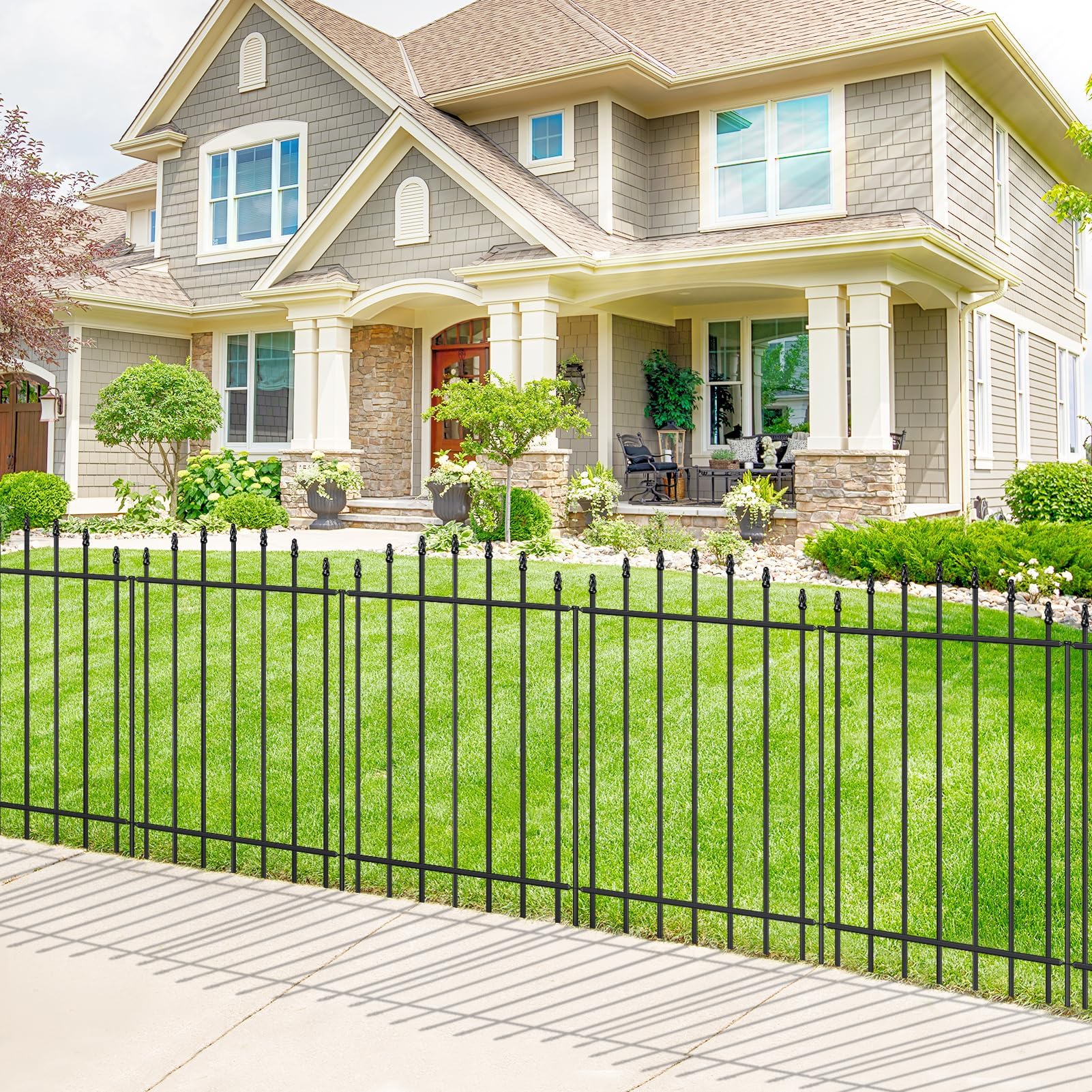 Amazon.com : XCEL Black Steel Anti-Rust Fence Panel - Sharp End Pickets ...