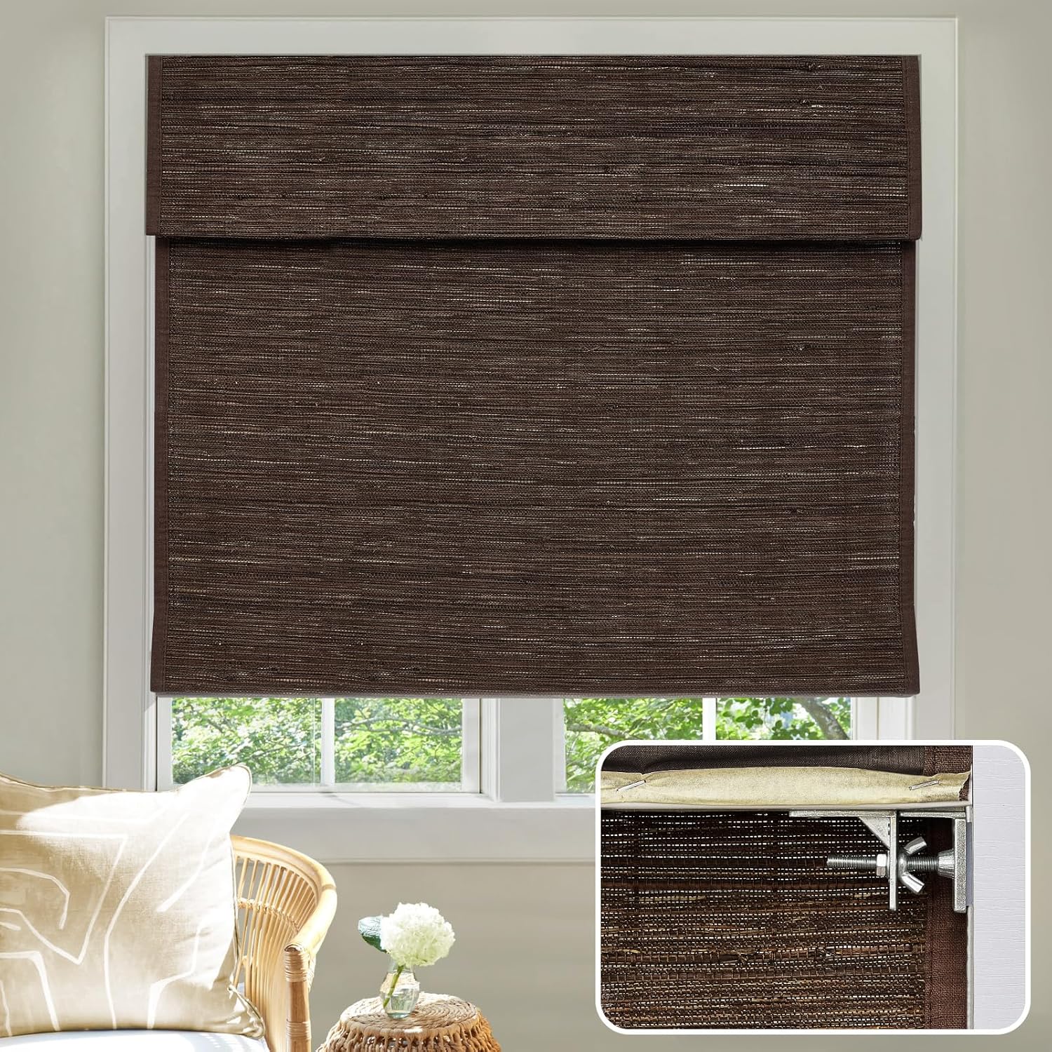 Amazon.com: Moonice No Tools No Drill Cordless Roman Shades for Window ...