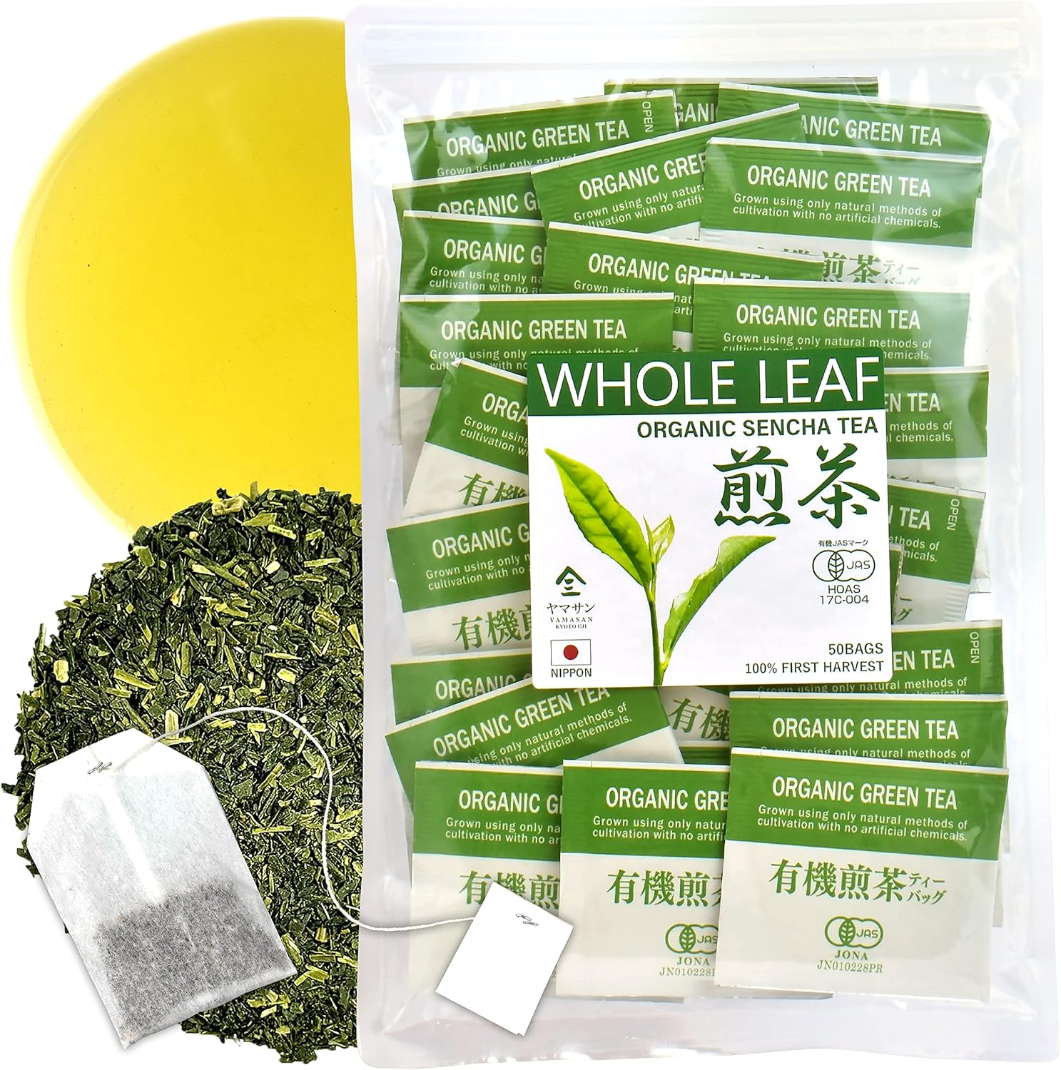 Japanese Organic green tea bags, Only Premium First Harvest Whole Leaf ...
