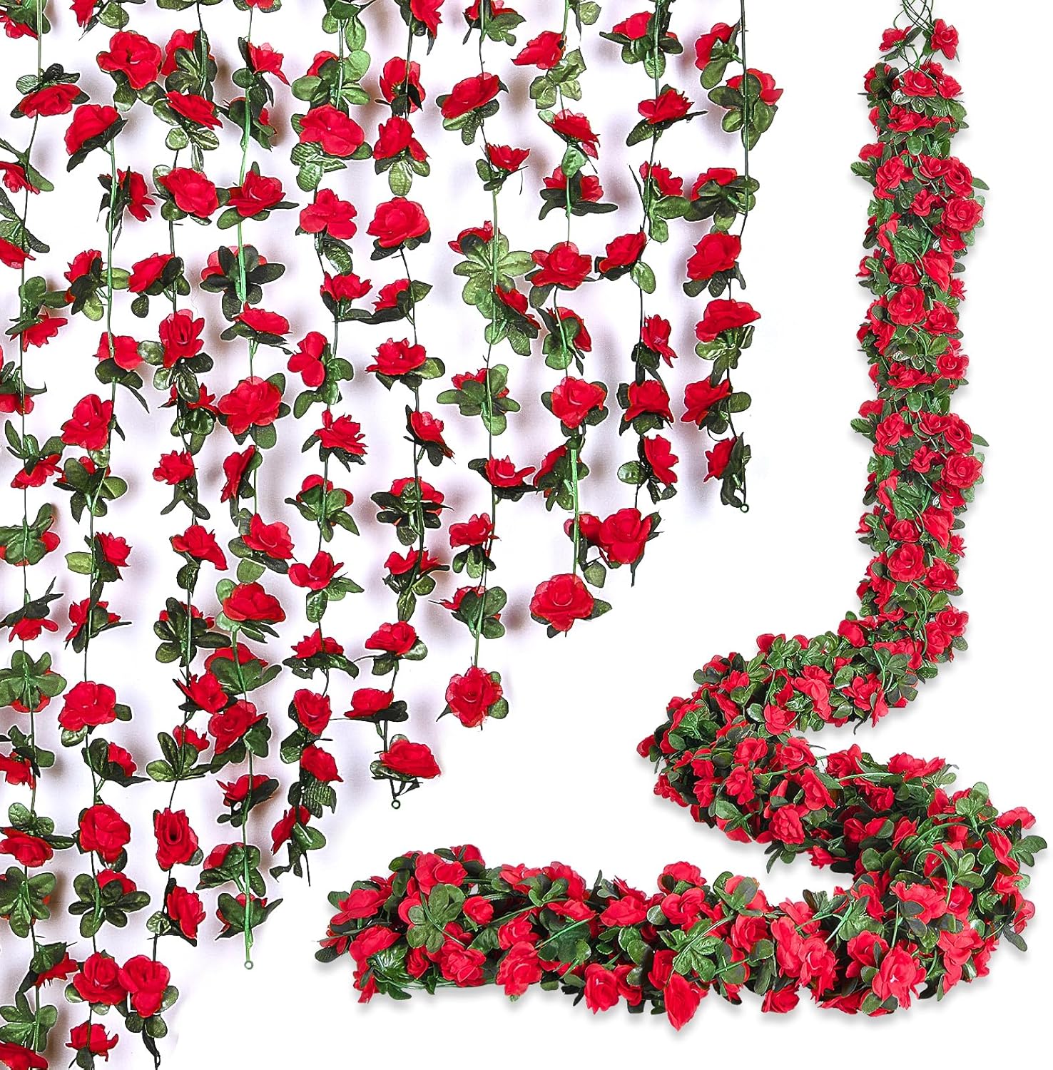 Amazon.com: JOYWU 8pcs Flower Garland Decorations, 66FT Artificial Rose ...