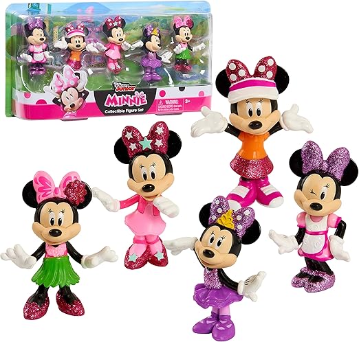 Amazon.com: Disney Junior Minnie Mouse 3-inch Collectible Figure Set, 5 ...