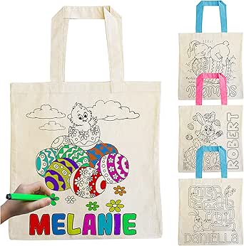 Amazon.com: Personalized DIY Easter Tote Bags Gift for Kids w/Name - 3 ...