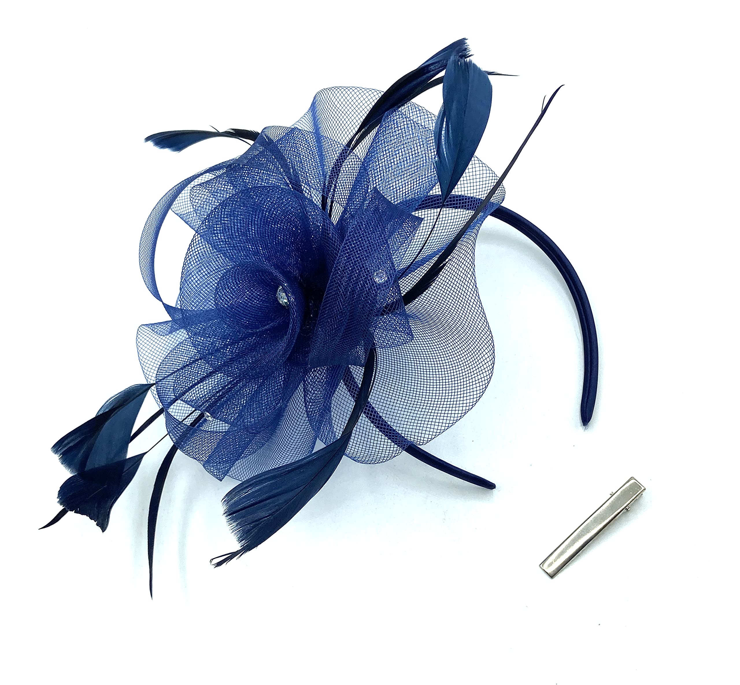 Ladies Feather Crystal Beak Clip Fascinator Weddings Races Royal Ascot ...