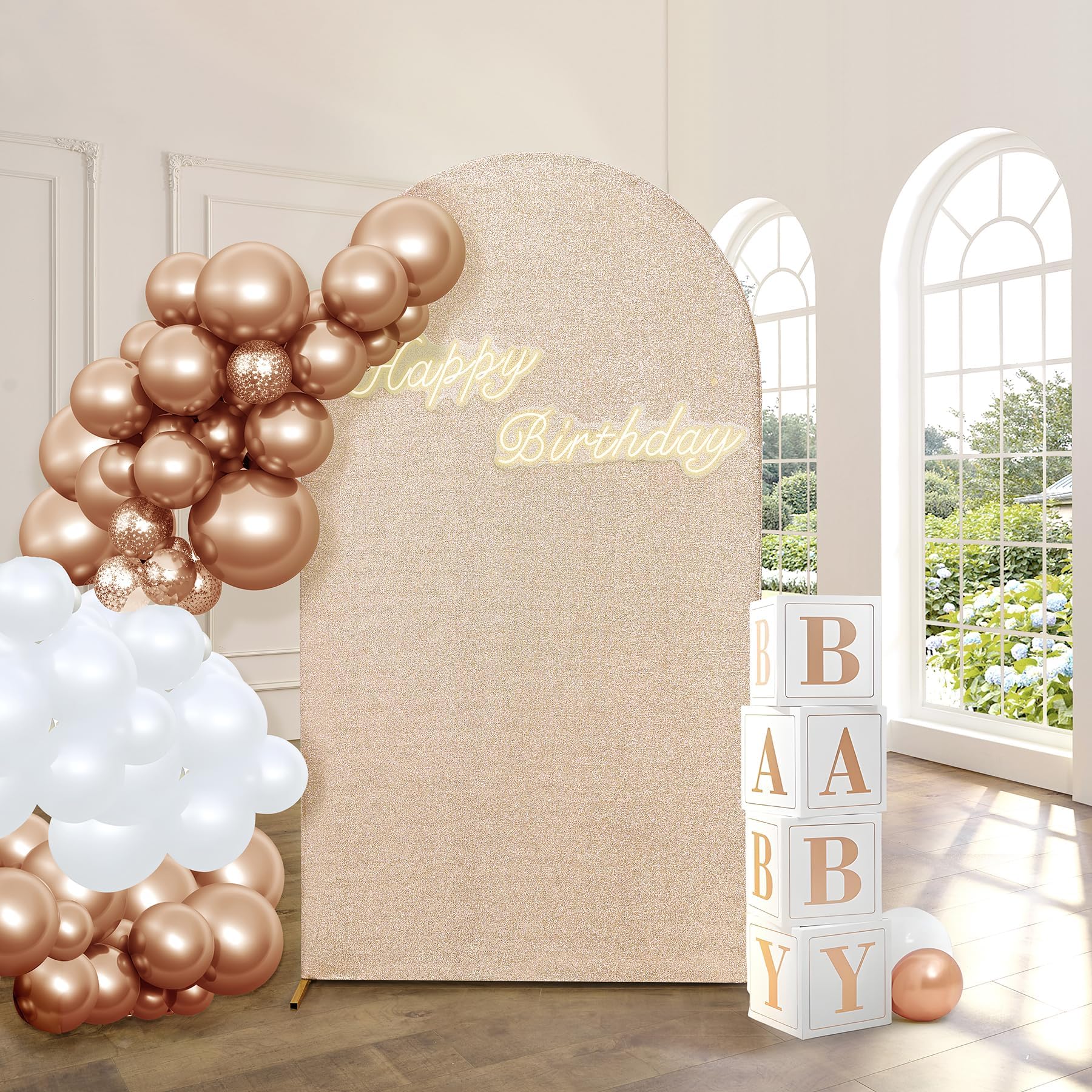 Amazon.com : 6.6ft Glitter Champagne Gold Arch Backdrop Cover, Wrinkle ...