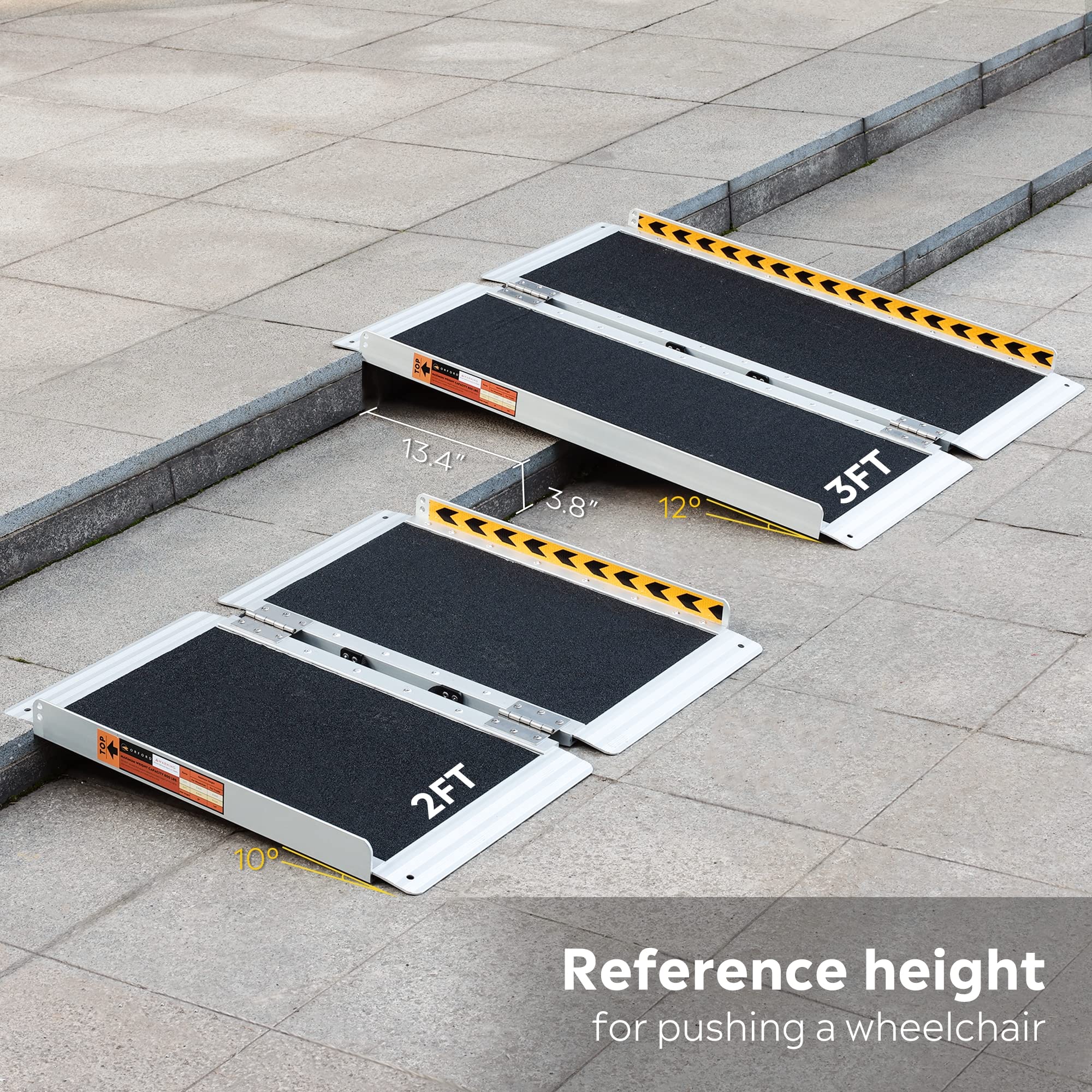 ORFORD Non-Skid Foldable Wheelchair Ramp 2FT, Threshold Ramp with a Non ...
