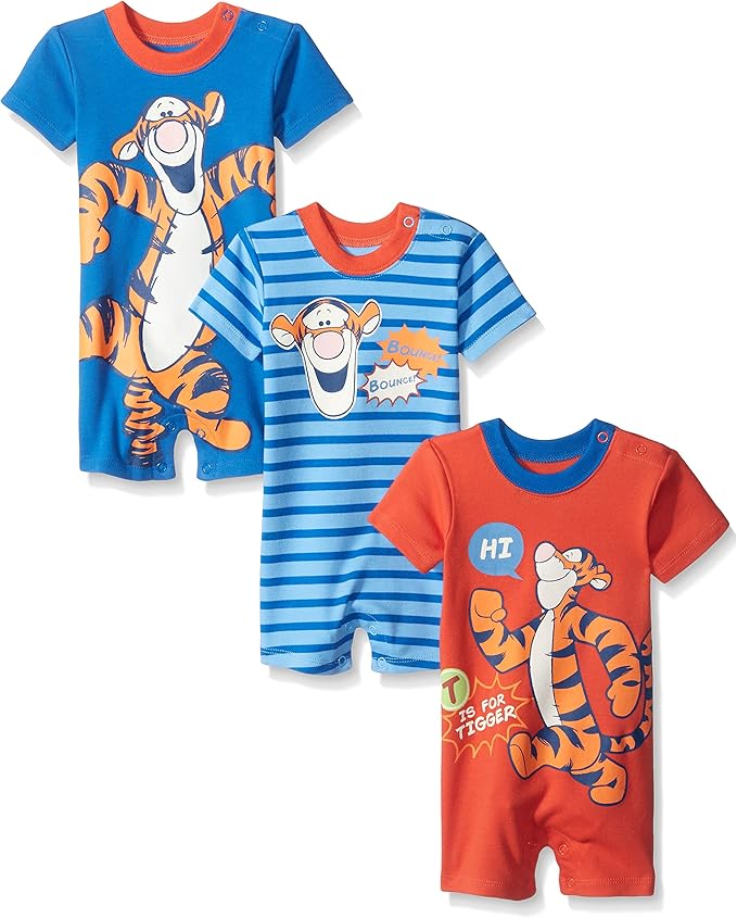 Amazon.com: Disney Baby Tigger 3 Pack Rompers, Blue, 3-6 Months ...