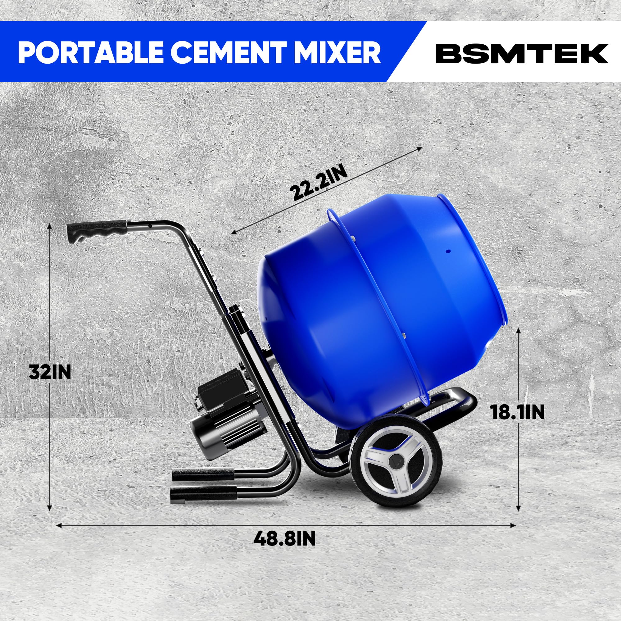 Snapklik.com : Electric Concrete Mixer, 5.3 Cubic Ft, 1HP. 750W ...