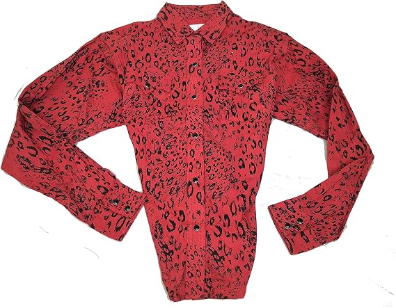 Amazon.com: Red Cheetah Print Girls Shirt Size L(12) Western Shirt ...