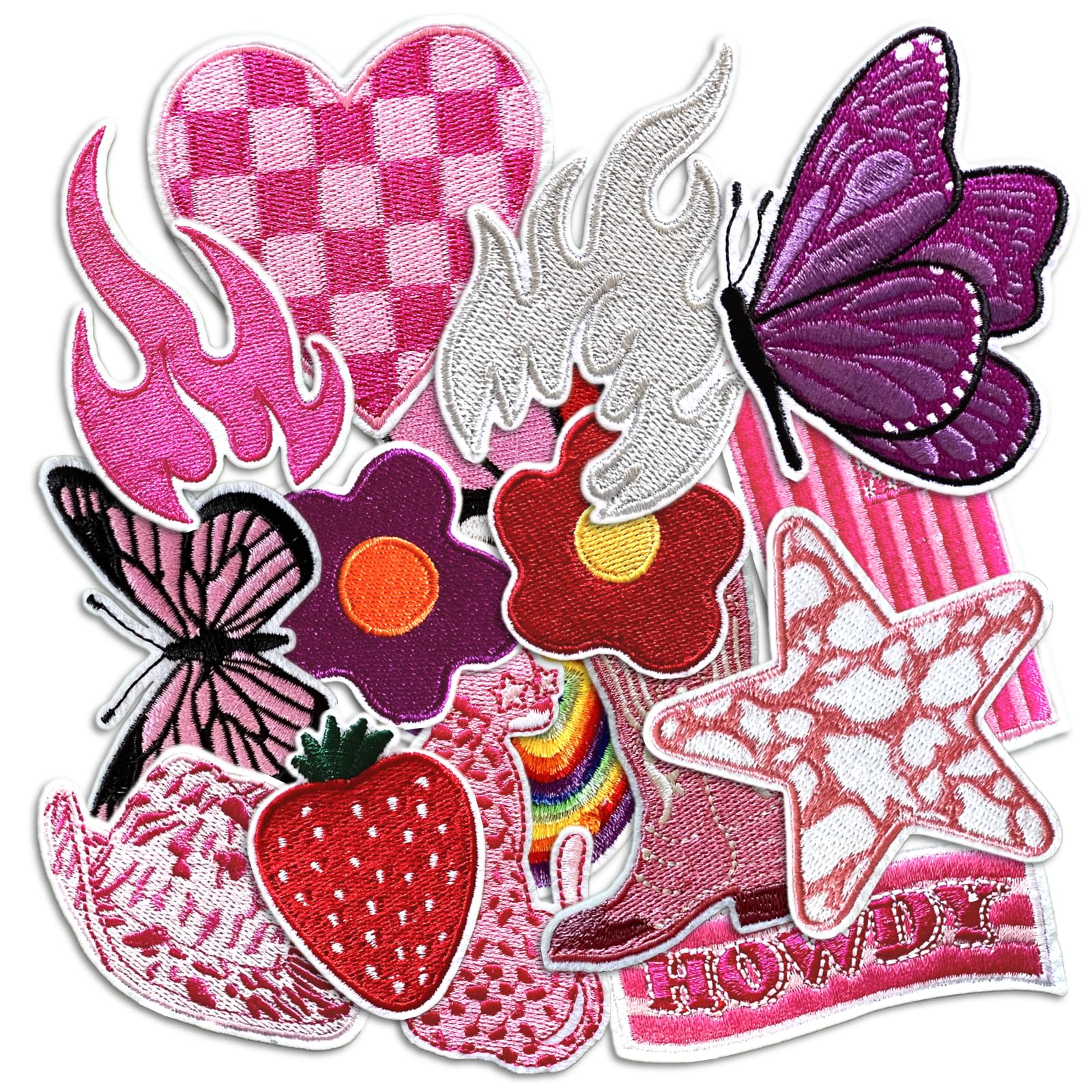 Amazon.com: Pink Preppy Decor Iron On Patches, Embroidery Applique ...