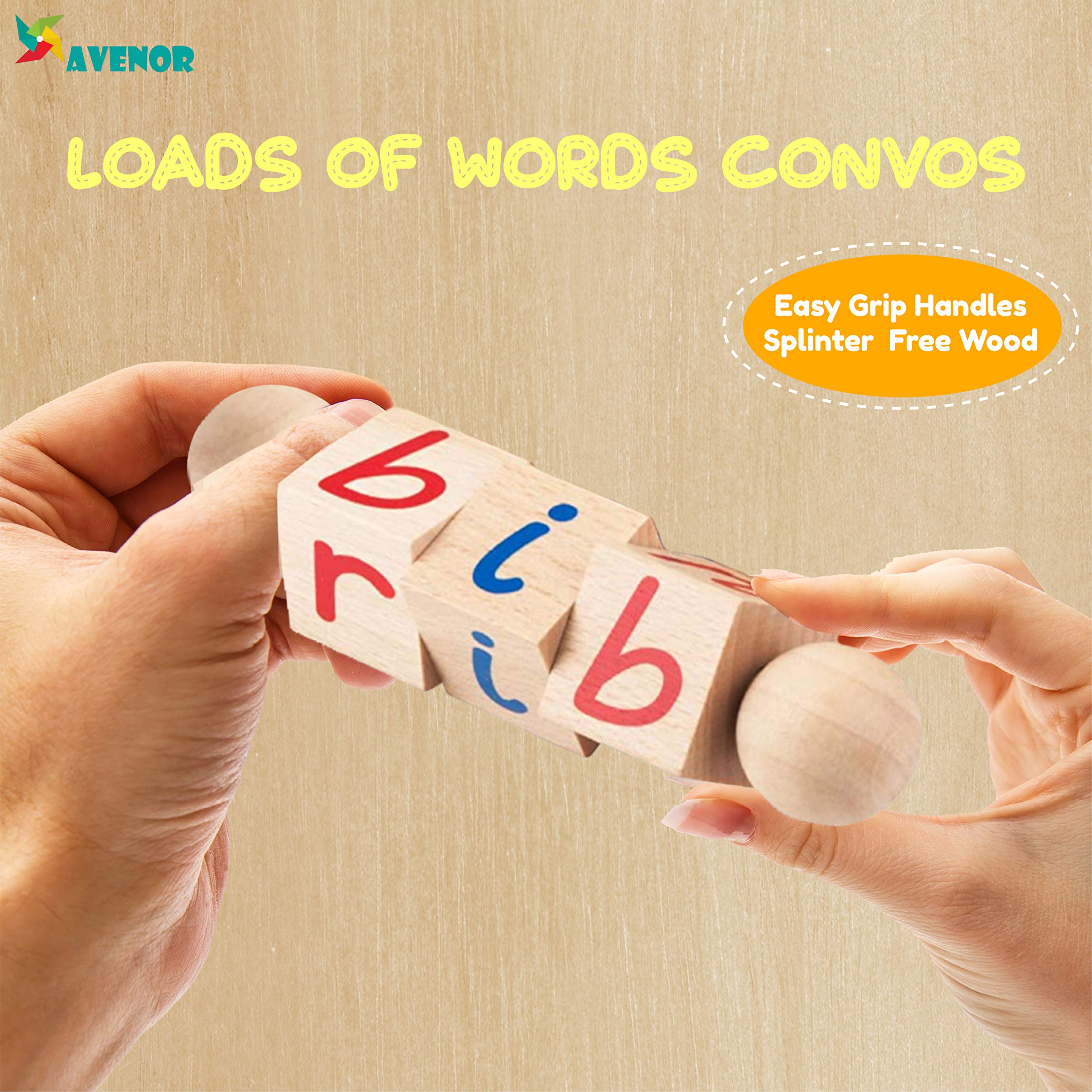 Avenor Wooden Reading Blocks | 5 Set of Fun Montessori Toys for ...