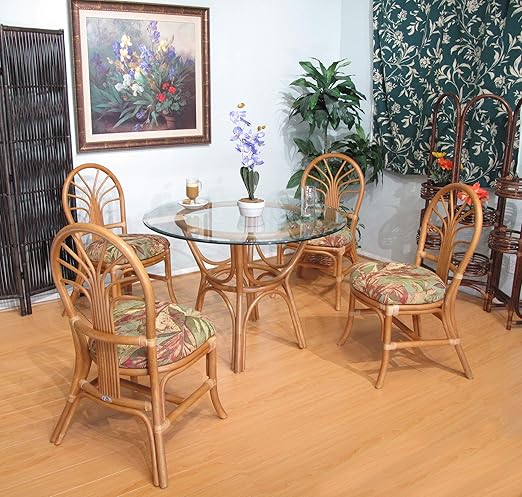 Amazon.com - Rattan Dining Room Furniture 5 Piece Set (#2401H-PJ) - Table & Chair Sets