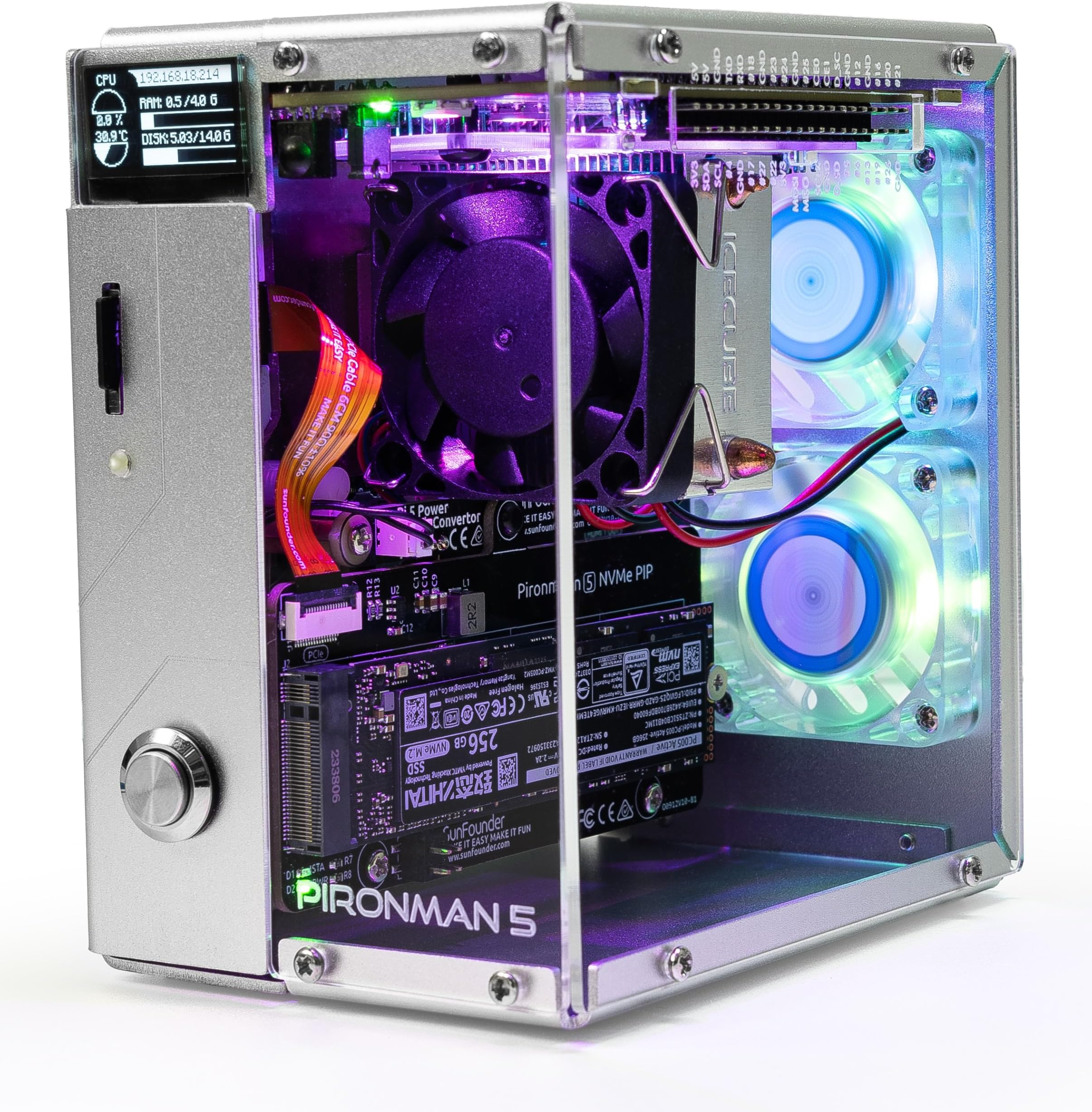 GeeekPi Case for Raspberry Pi 5 with Armor Lite V5 Adjustable Speed ...