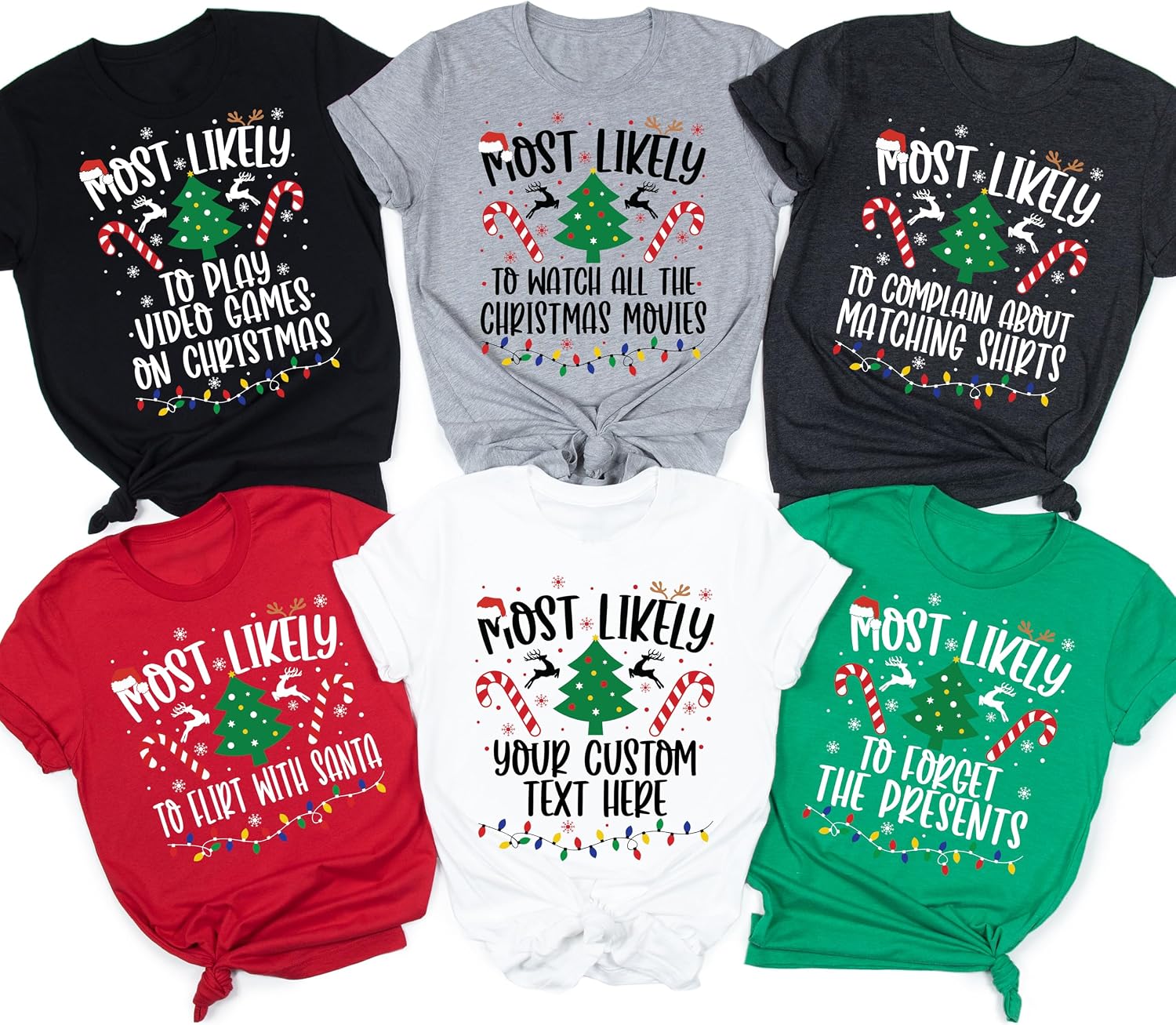 Amazon.com: Personalized Most Likely to Christmas Shirts, Family ...