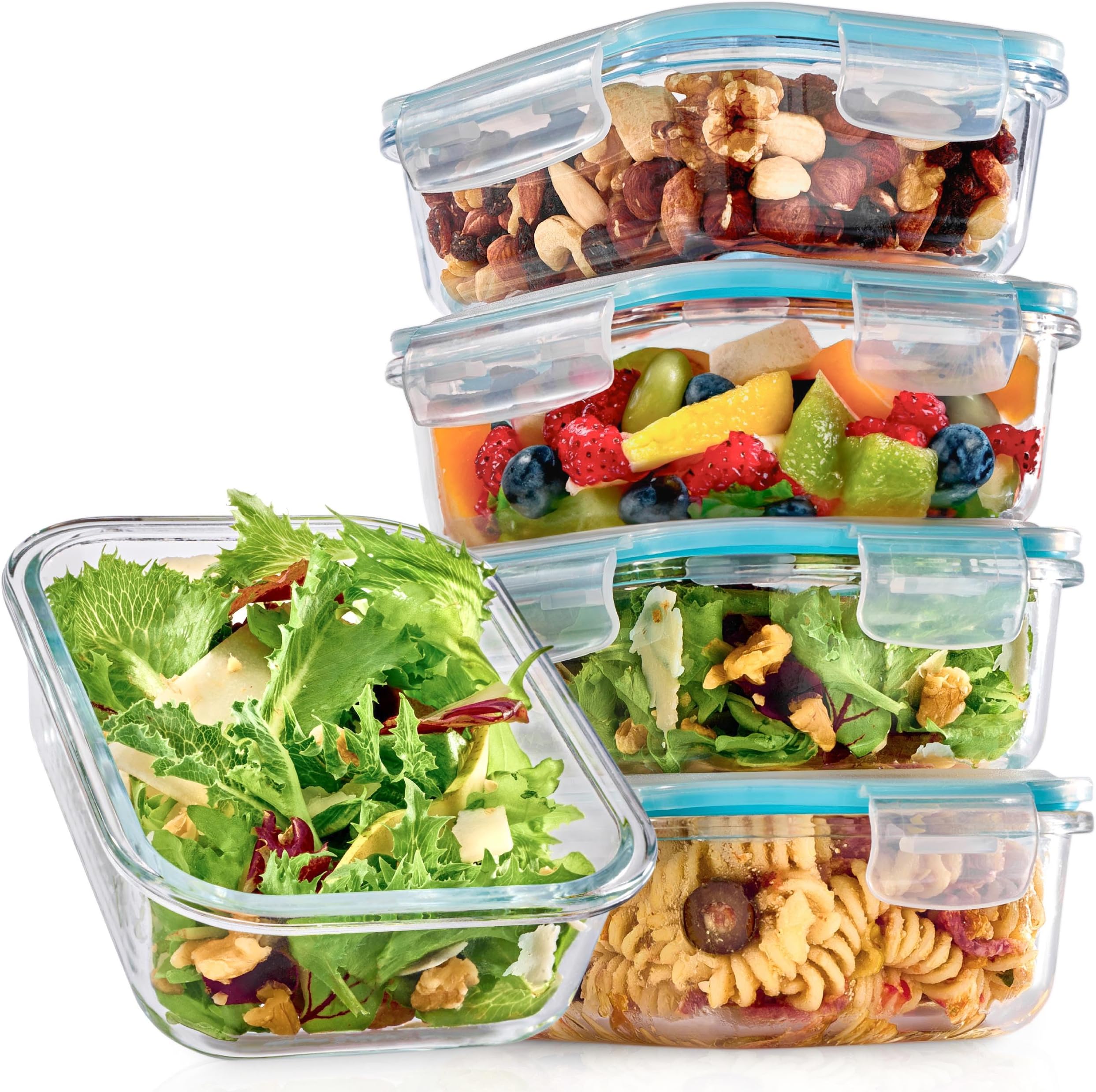 Superior Glass Food Storage Containers (Set of 3) Airtight BPA-Free ...