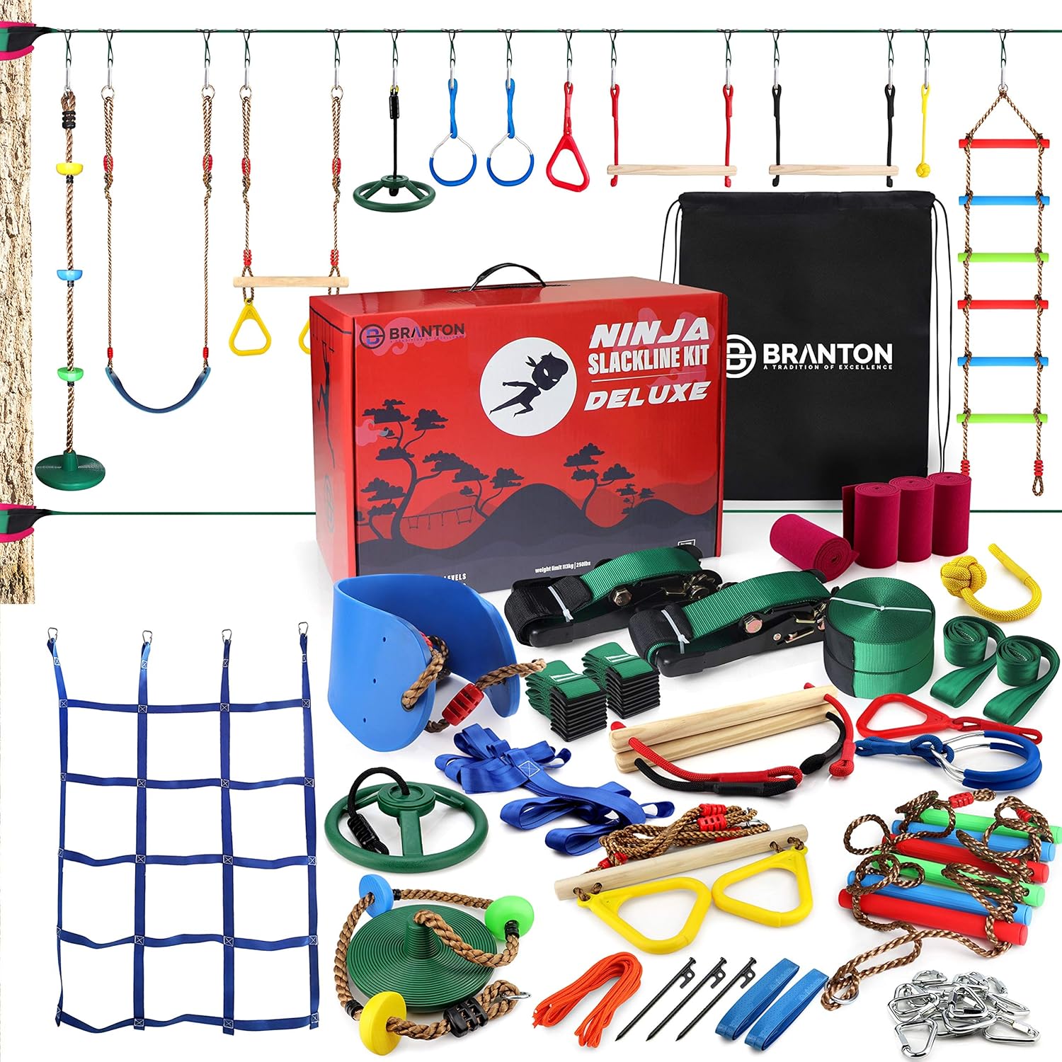 Amazon.com: Ninja Obstacle Course Deluxe - 2X65 FT Ninja Kit with Most ...