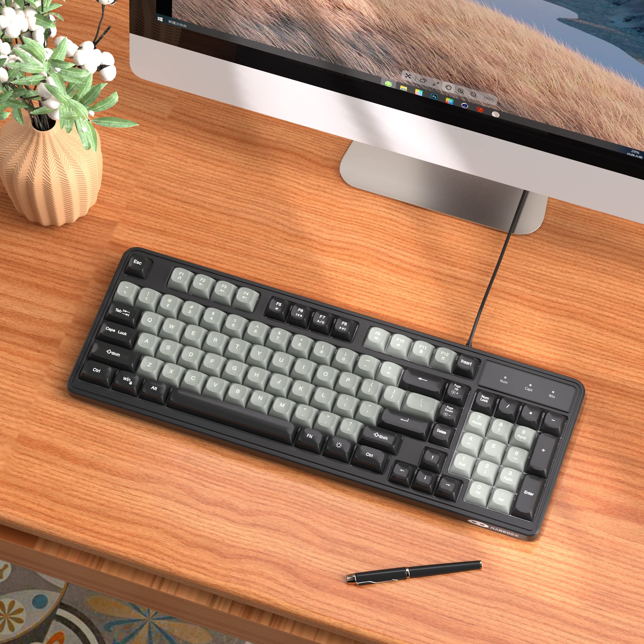 Camiysn Gaming Keyboard, 98 Keys Wired Quiet Gaming Keyboard with ...