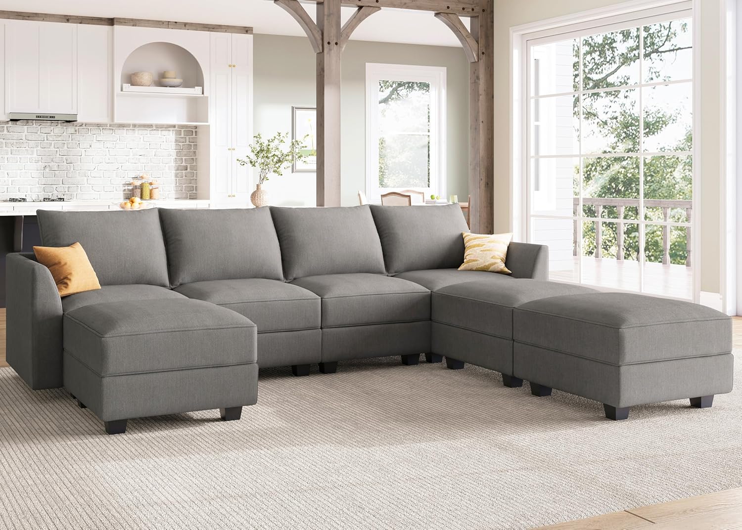 Amazon.com: Nolany U Shaped Sectional Couch with Ottoman Modular ...
