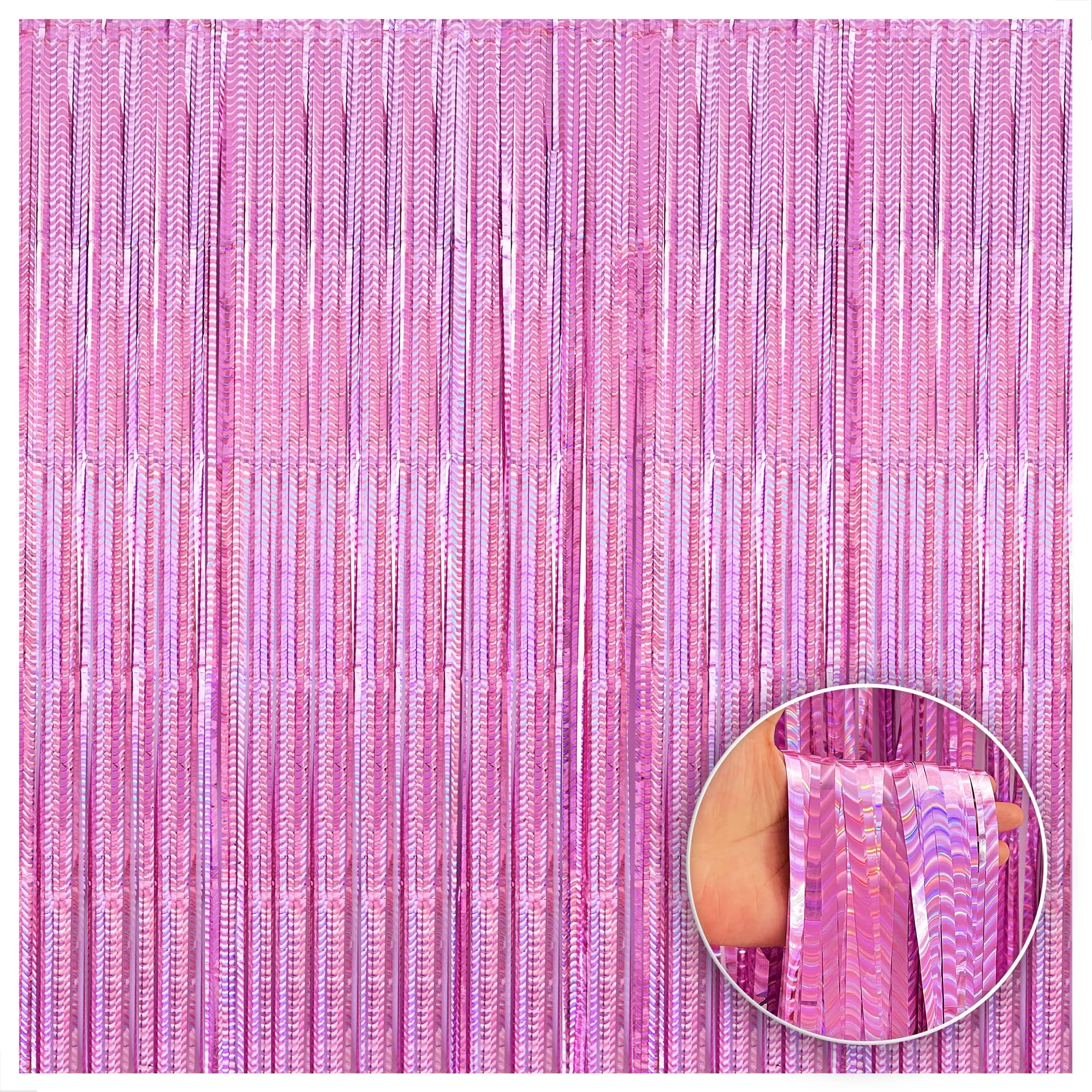 Amazon.com : KatchOn, Iridescent Foil Pink Streamers - 3.2x8 Feet ...