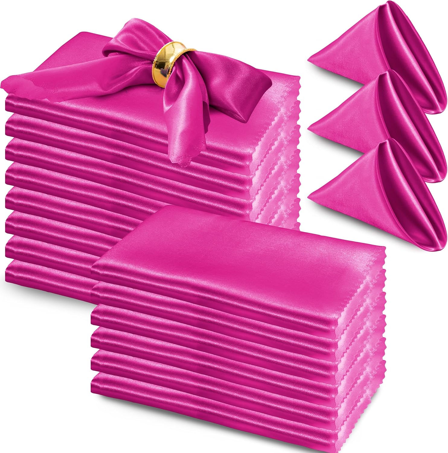 Amazon.com: RUDONG M 72 Pack Hot Pink Satin Napkin, 17 x 17 Inch Square ...