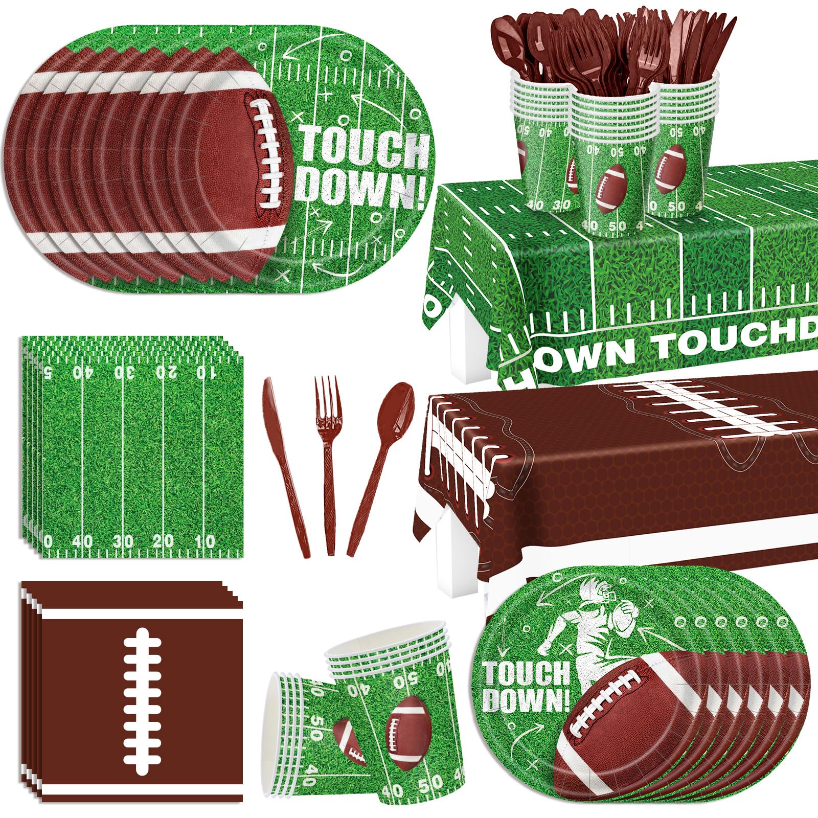 Amazon.com: 194pcs Football Party Supplies Football Plates Napkins ...