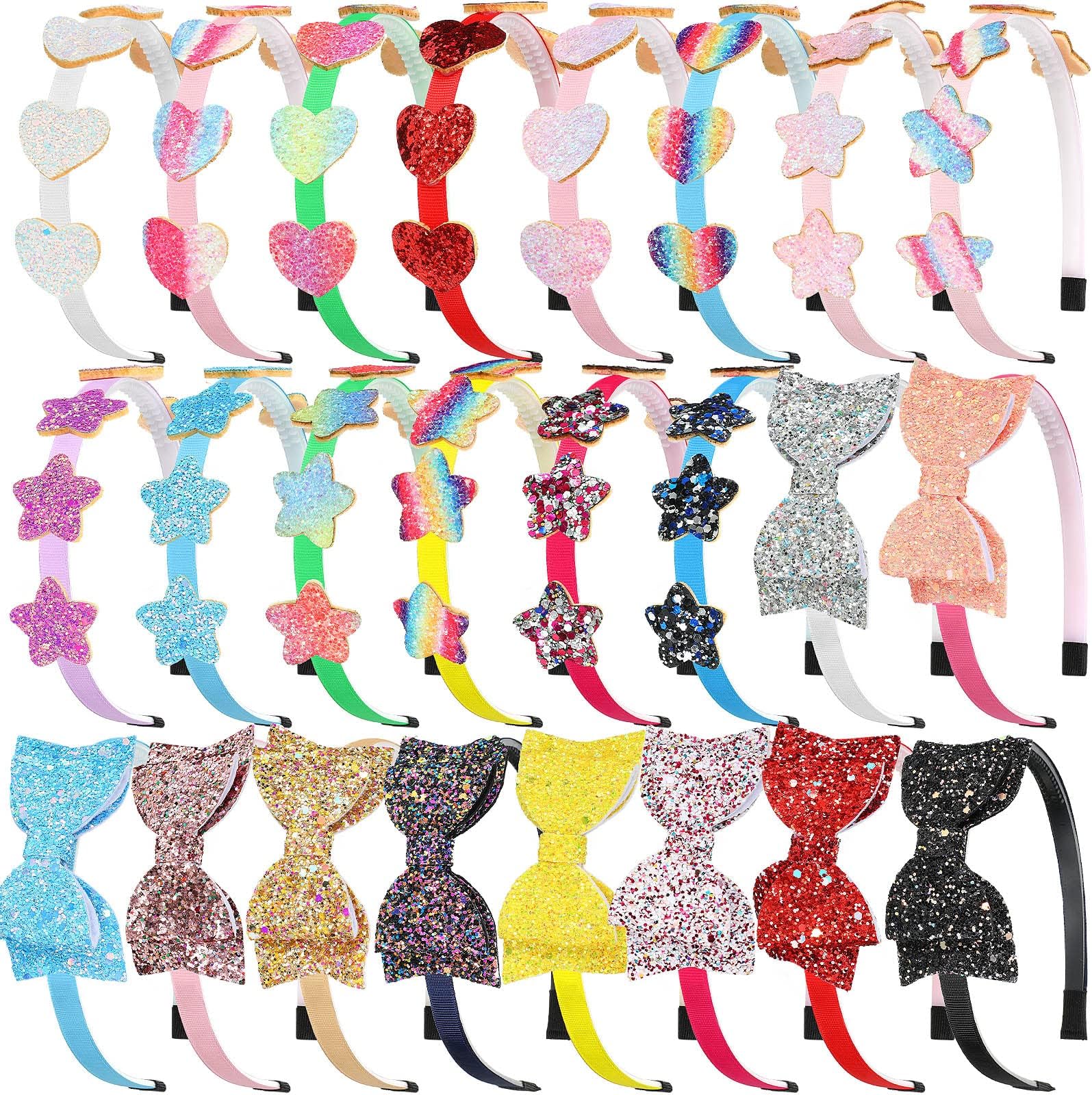 Amazon.com: Janinka 24 Pcs Girls Glitter Headbands for Kids Bulk 3.5 ...