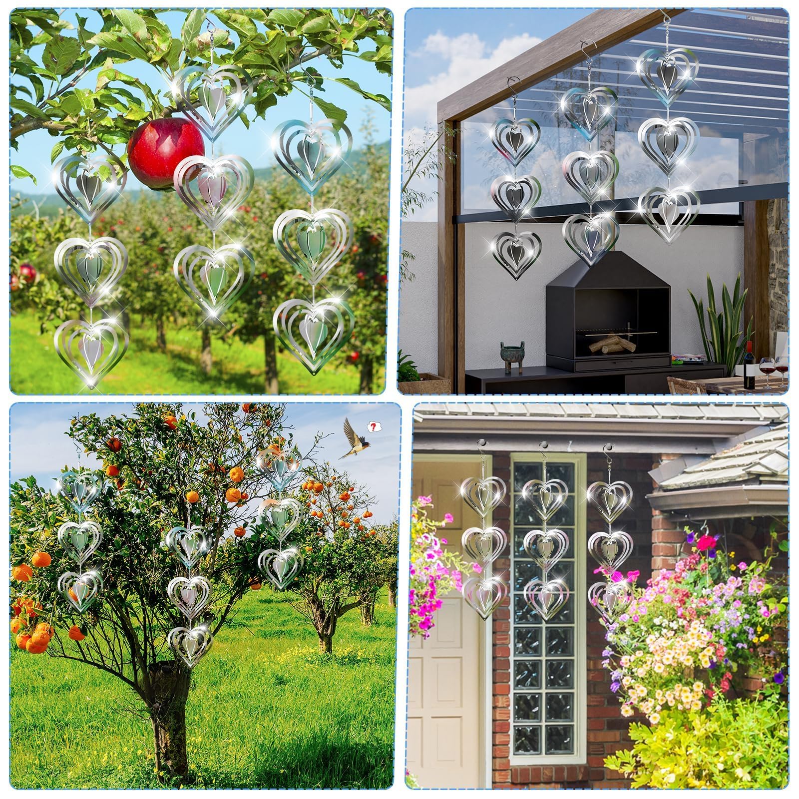 Bird Deterrent Wind Chimes Bird Scare Discs Set Highly Reflective ...