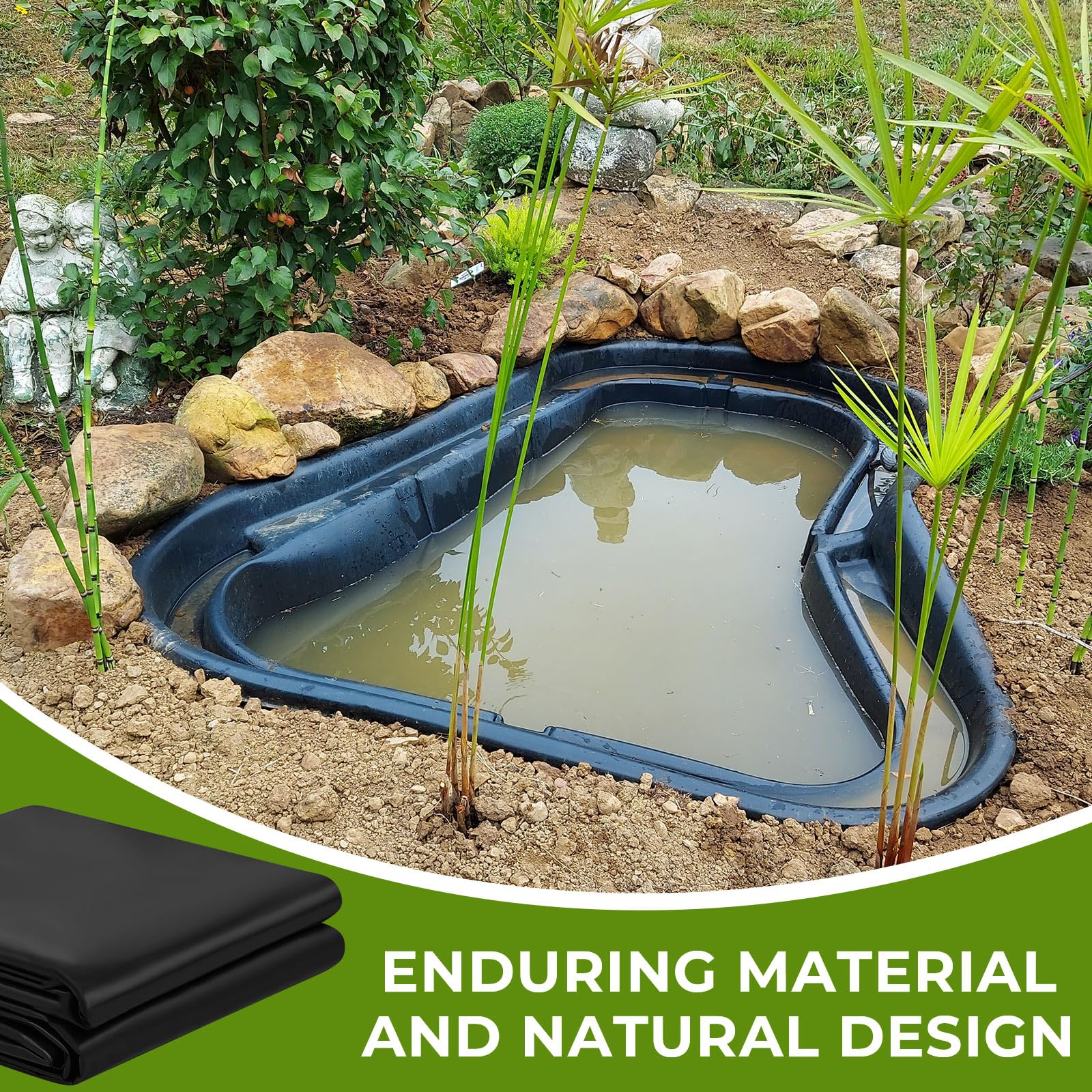Pushglossy 20 x 30 ft Pond Liner 20 Mil Pliable Pond Liners for Outdoor ...