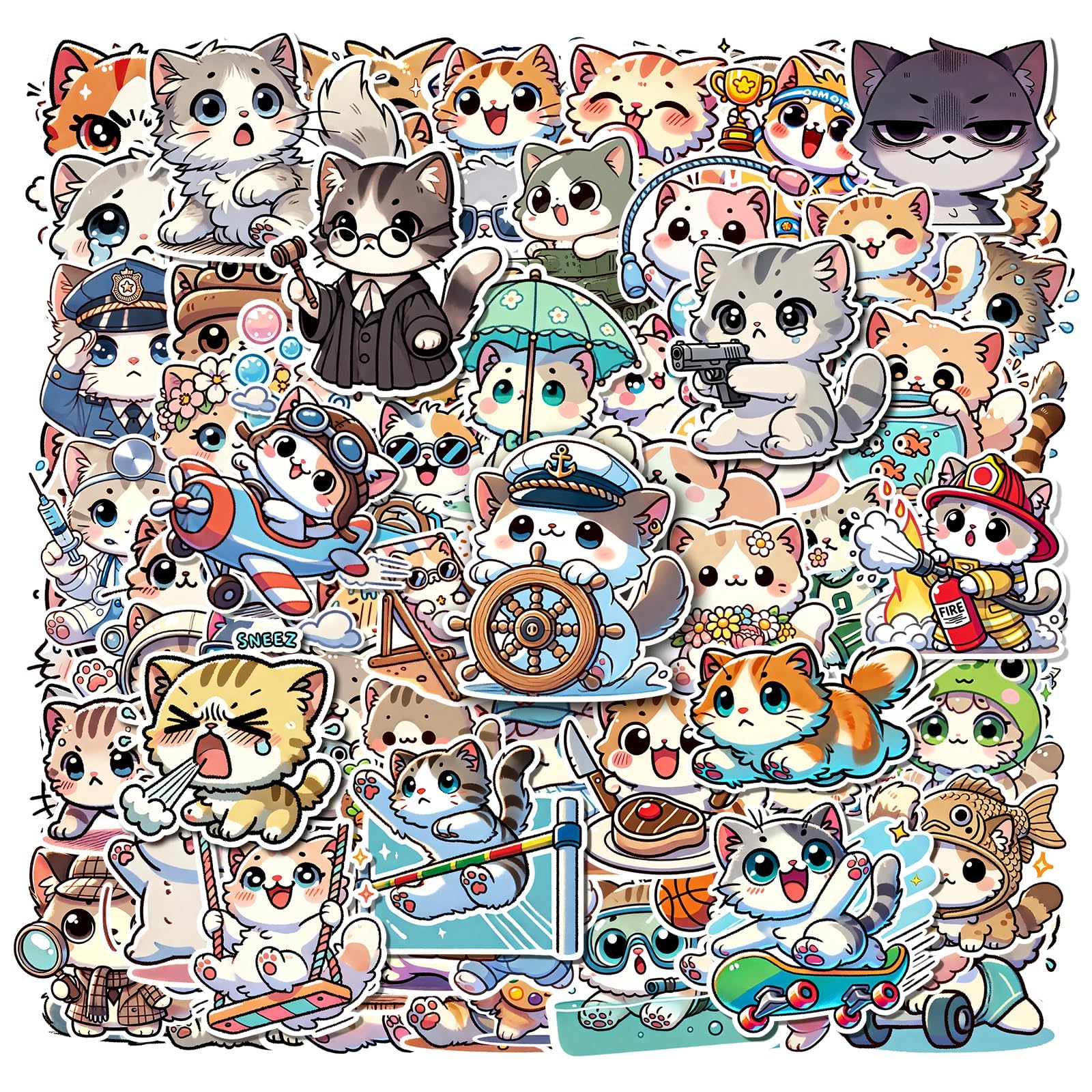 Amazon.com: 100 Pcs Cute Cat Meme Stickers – Funny & Durable Waterproof ...