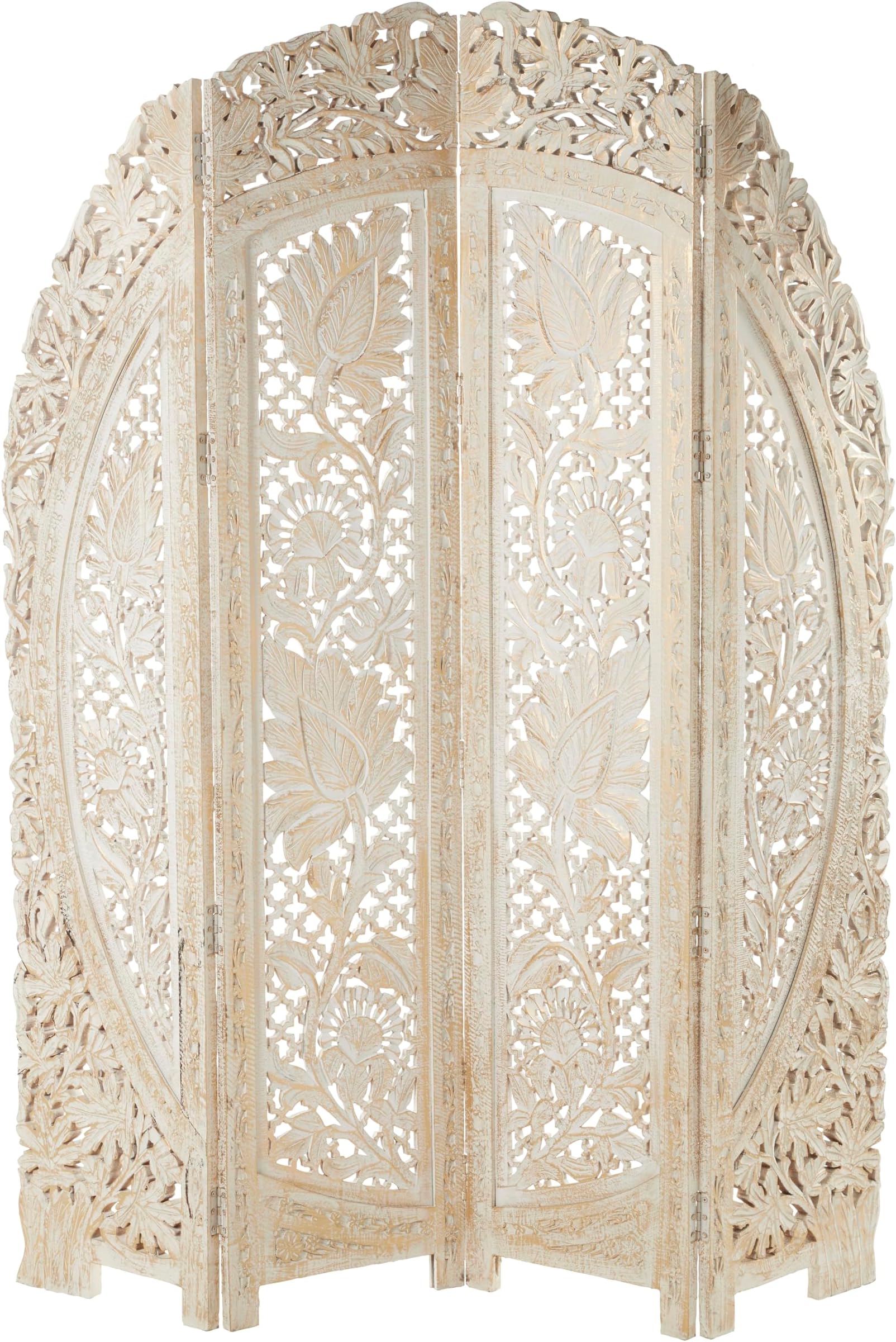 Amazon.com: Deco 79 Wood Floral Hinged Foldable Partition 3 Panel Room ...